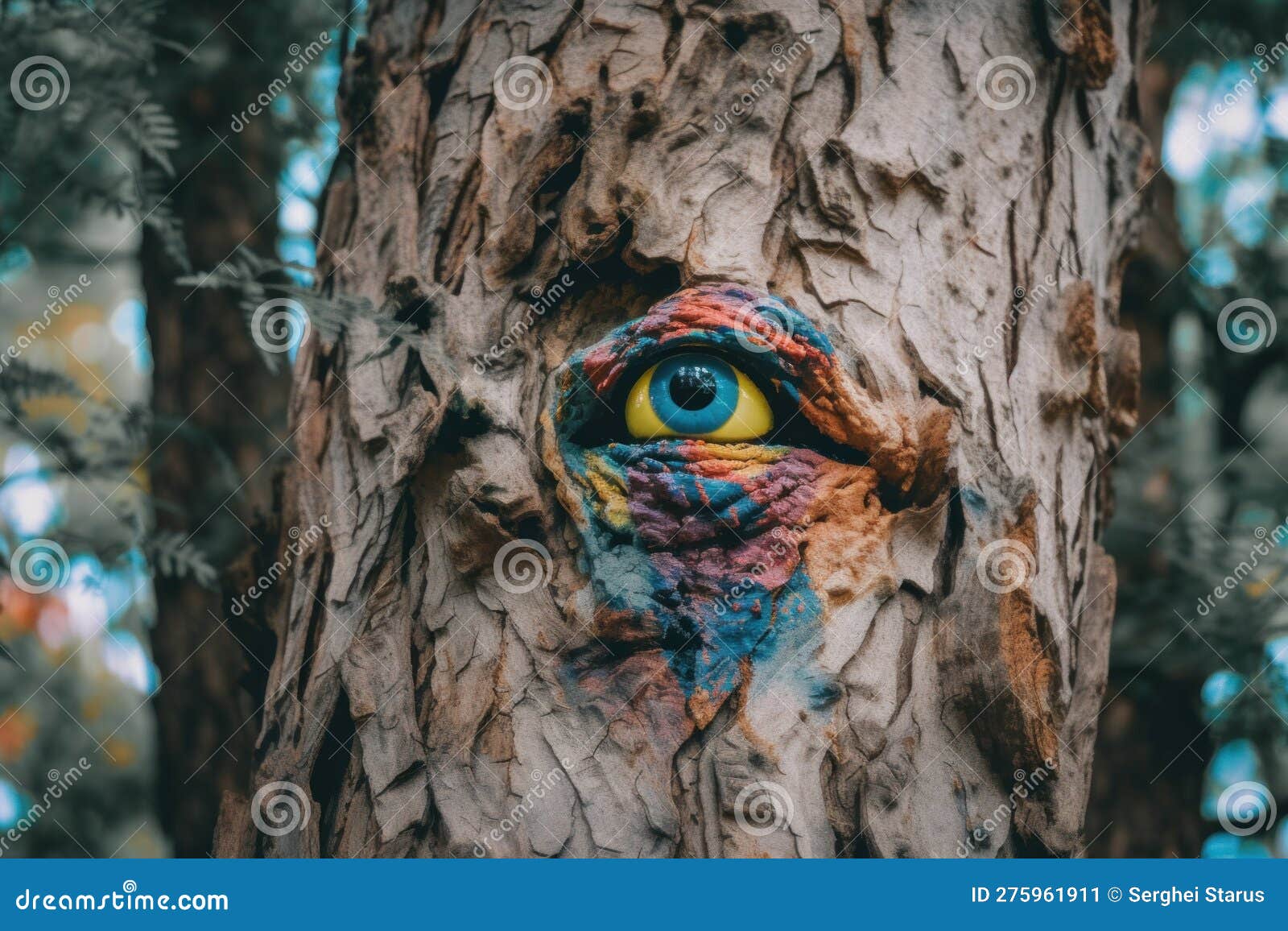 A Tree with a Painted Eye on it. AI Generative Image. Stock Image ...