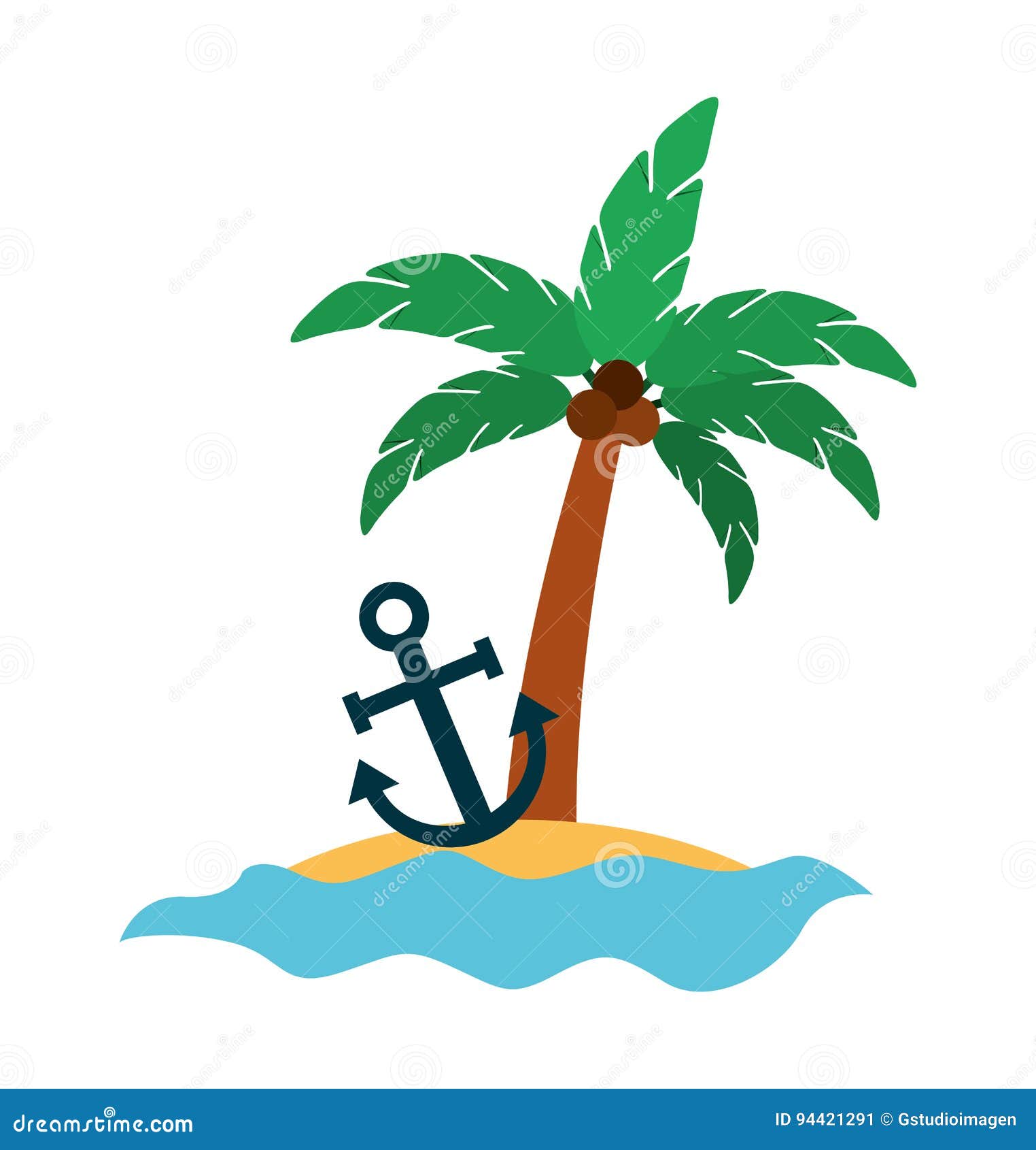 Tree Palm with Anchor Summer Icon Stock Vector - Illustration of design ...