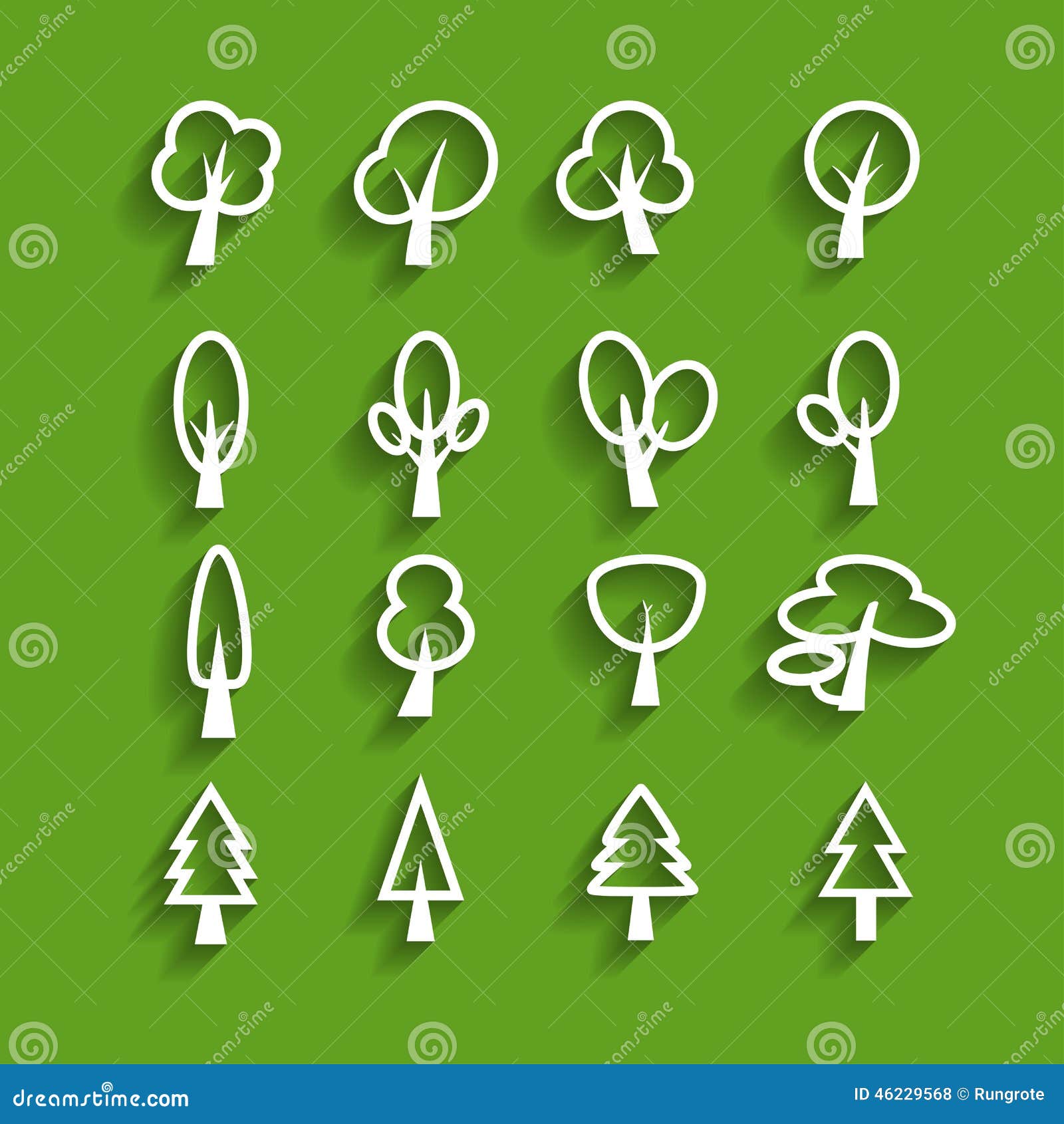 Tree Paper Icon Set with Shadow, Vector Eps10 Stock Vector ...