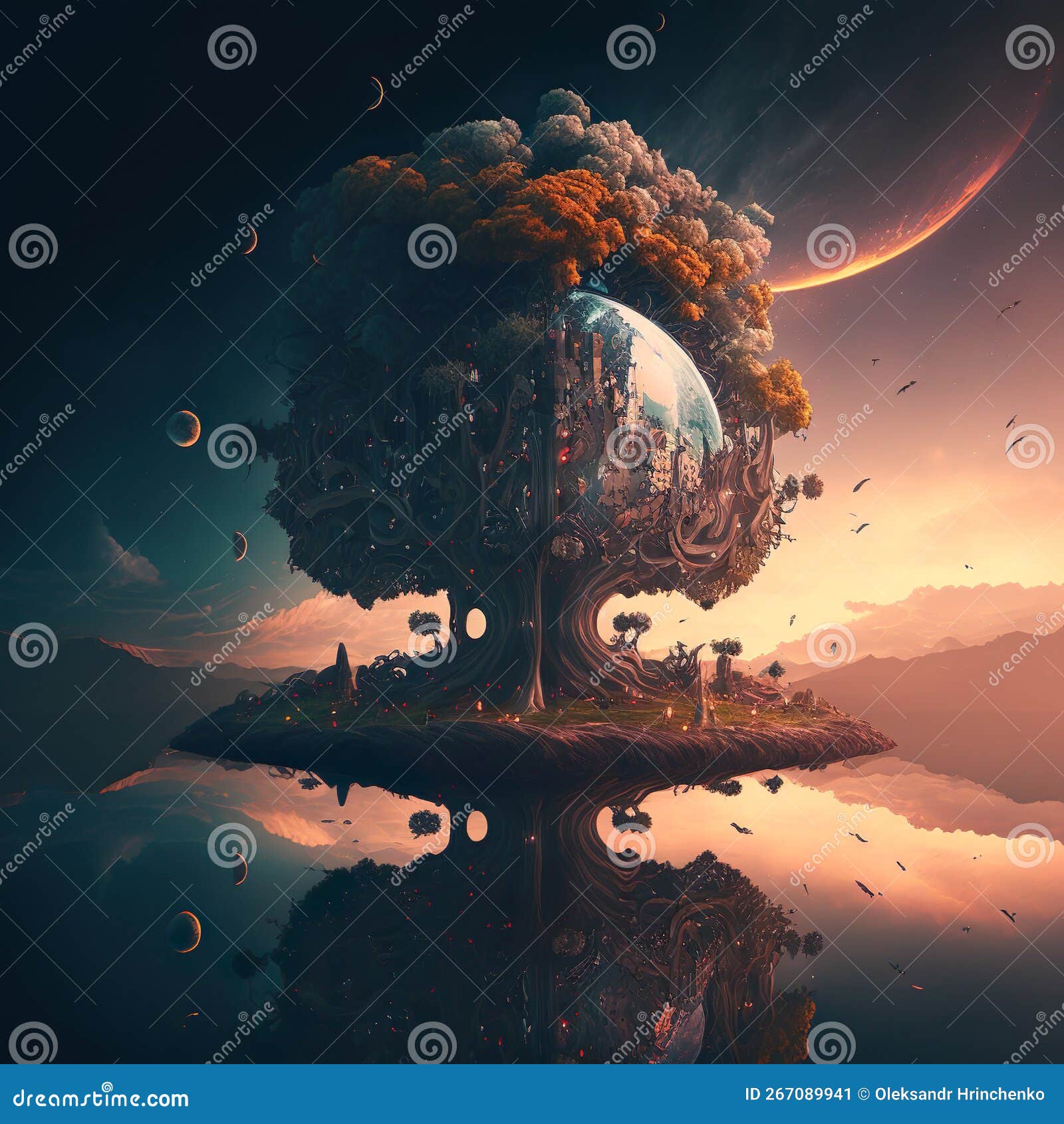 Tree - Parallel Universe. Created with Generative AI Technology Stock ...