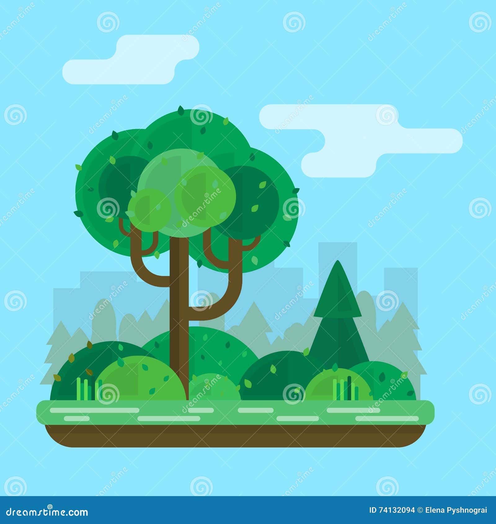 Tree in the park. stock vector. Illustration of city - 74132094