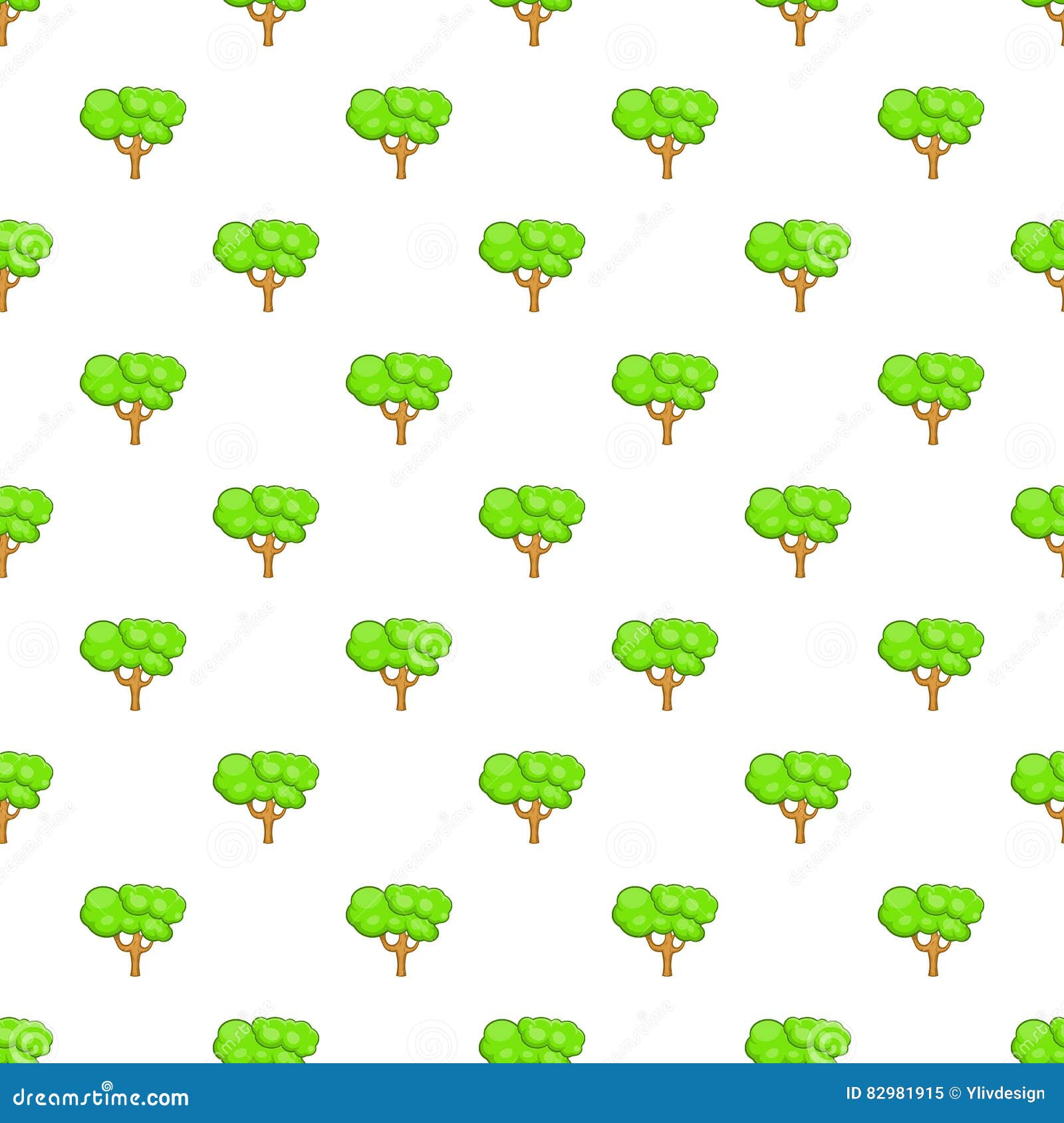 Tree Pattern, Cartoon Style Stock Vector - Illustration of decor, plant ...