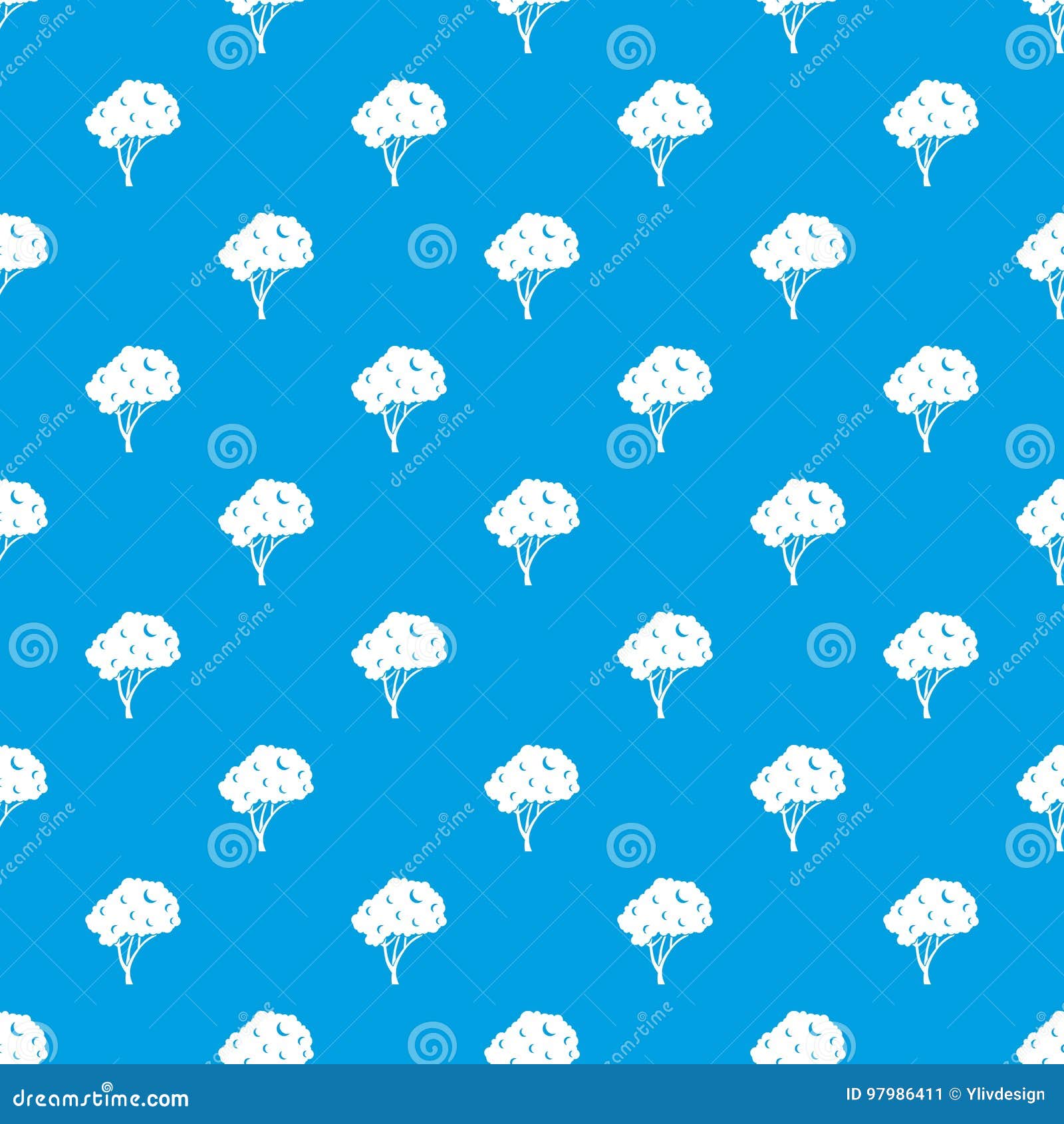Tree pattern seamless blue stock vector. Illustration of icon - 97986411