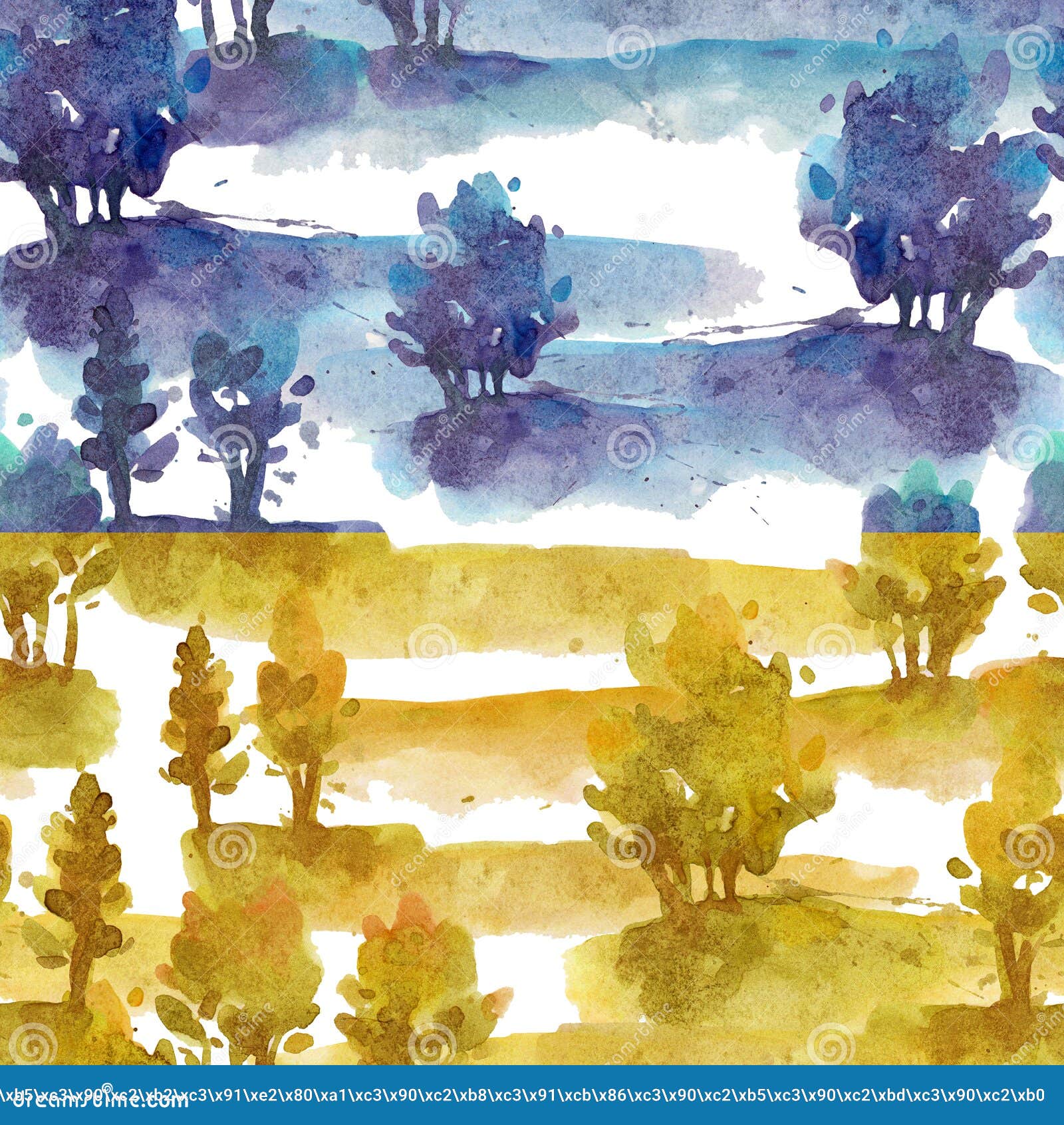 Tree Pattern in Ukraine Colours, with a Ukraine Flag Stock Illustration ...