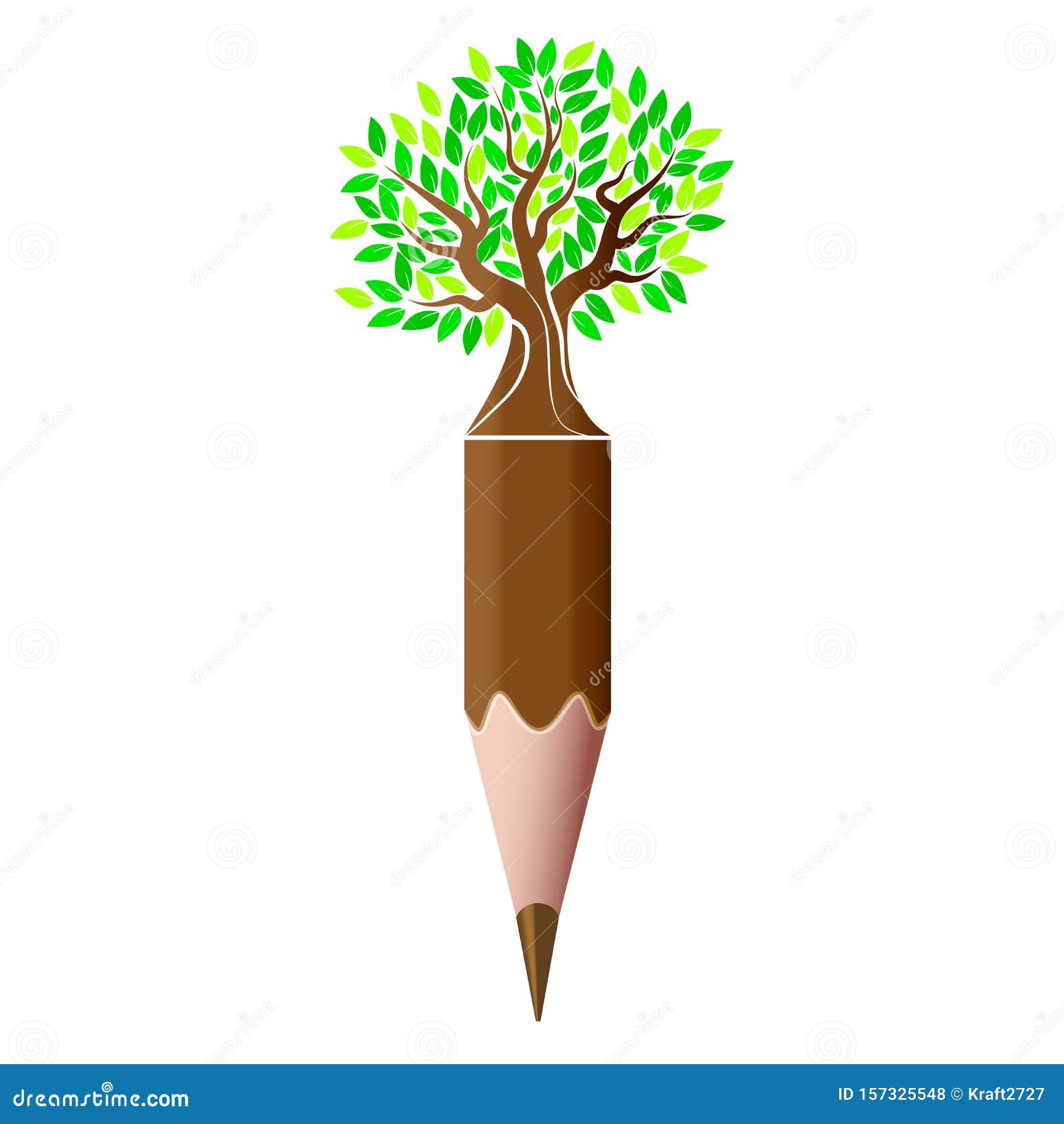 Tree and pencil logo stock vector. Illustration of ecology - 157325548
