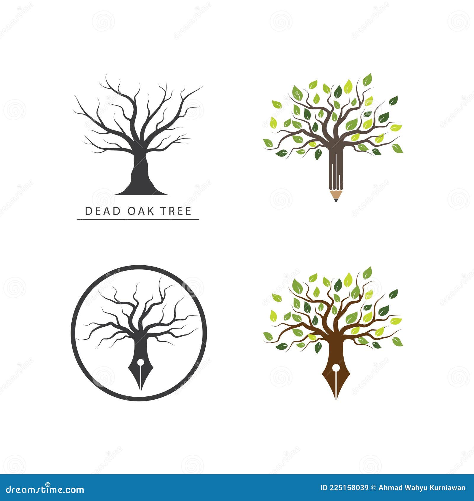 Tree with pencil writer stock vector. Illustration of drawing - 225158039