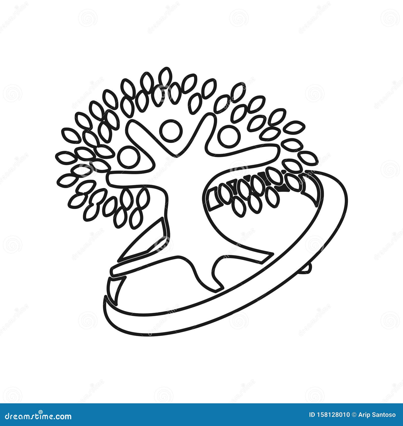 Tree People Commitment Teamwork Together Outline Logo Stock Vector ...