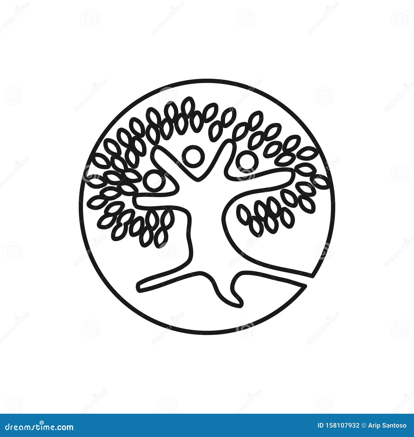 Tree People Commitment Teamwork Together Outline Logo Stock Vector ...