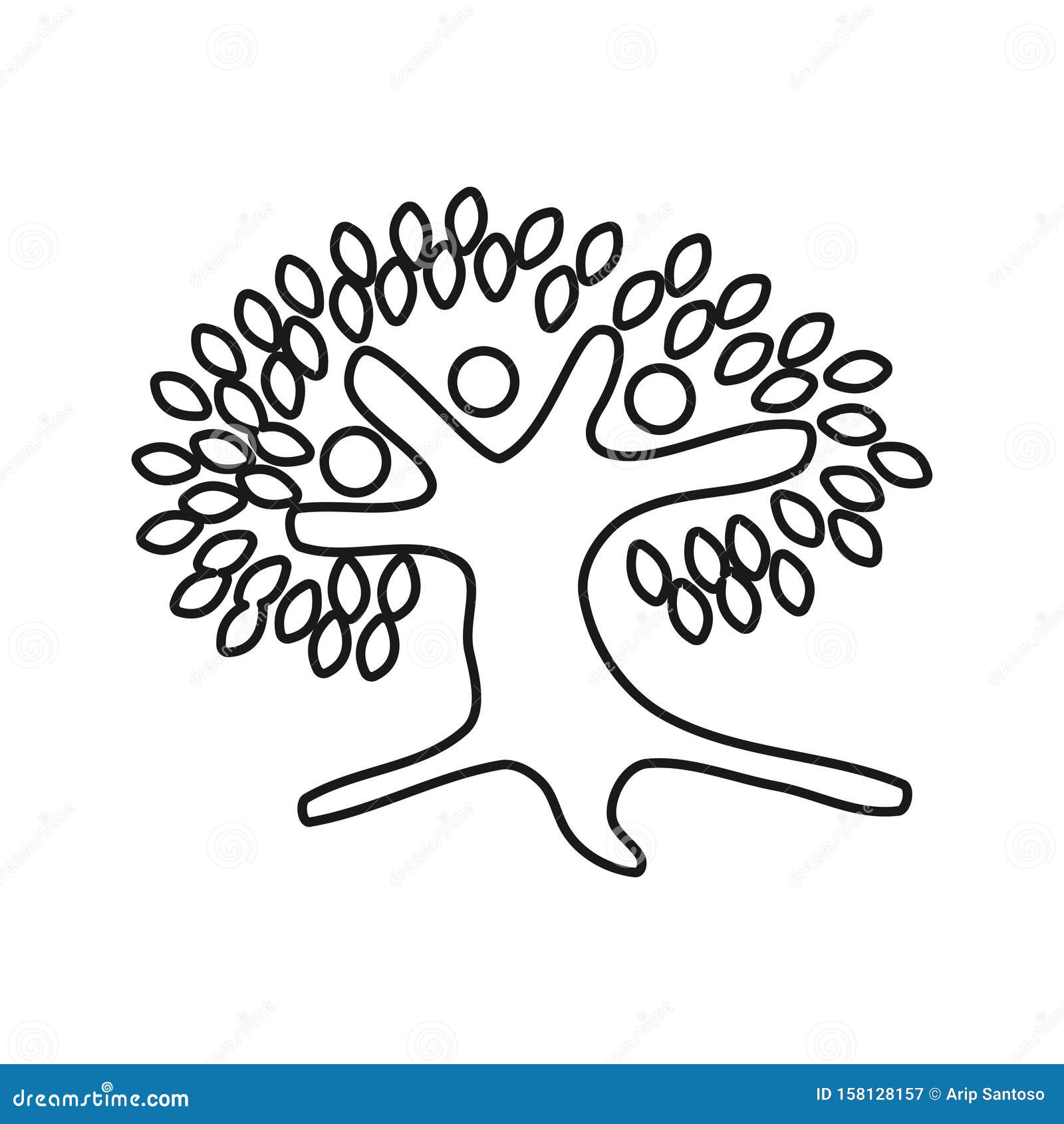 Tree People Commitment Teamwork Together Outline Logo Vector Stock ...