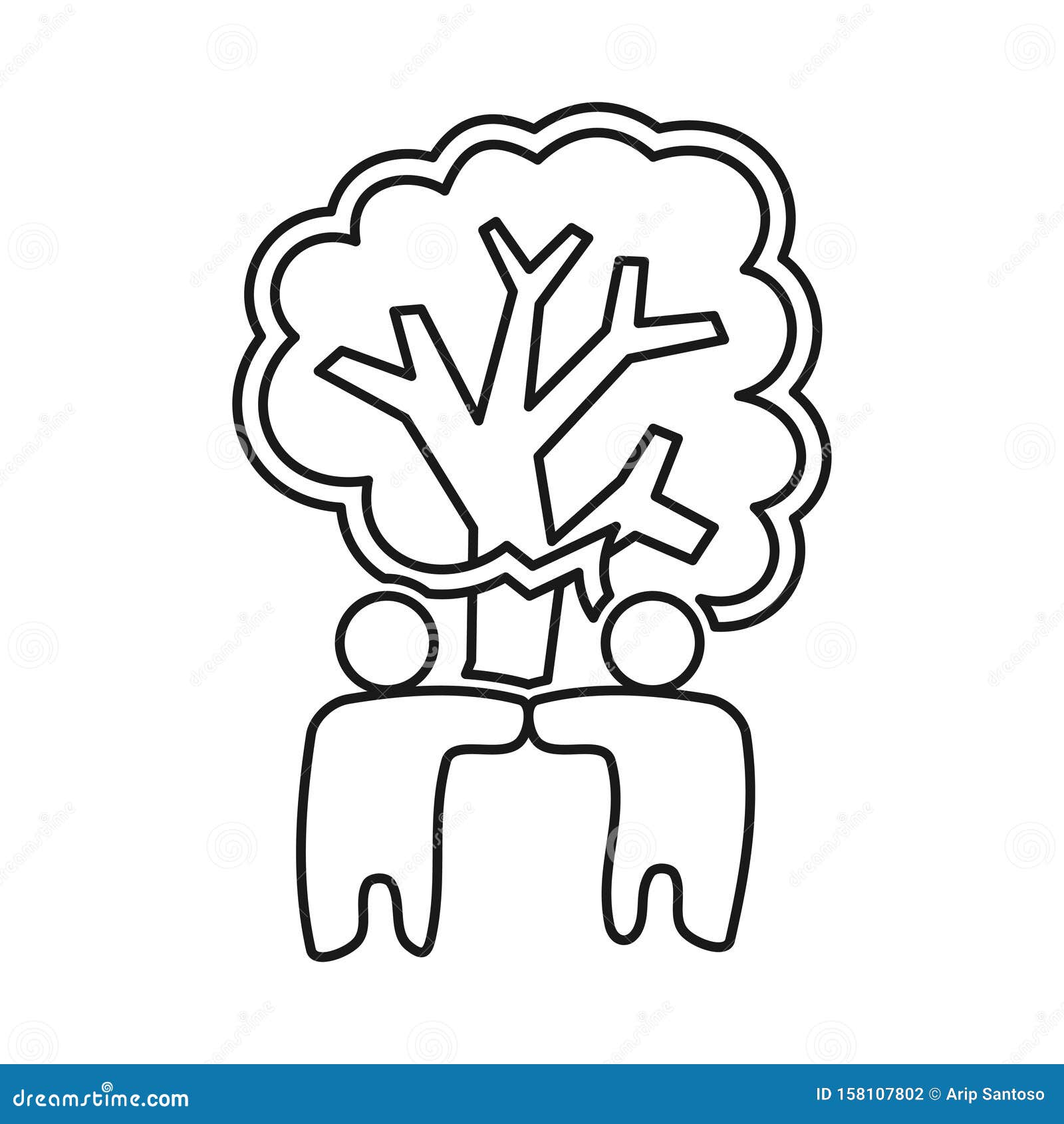 Tree People Commitment Teamwork Together Outline Logo Stock Vector ...