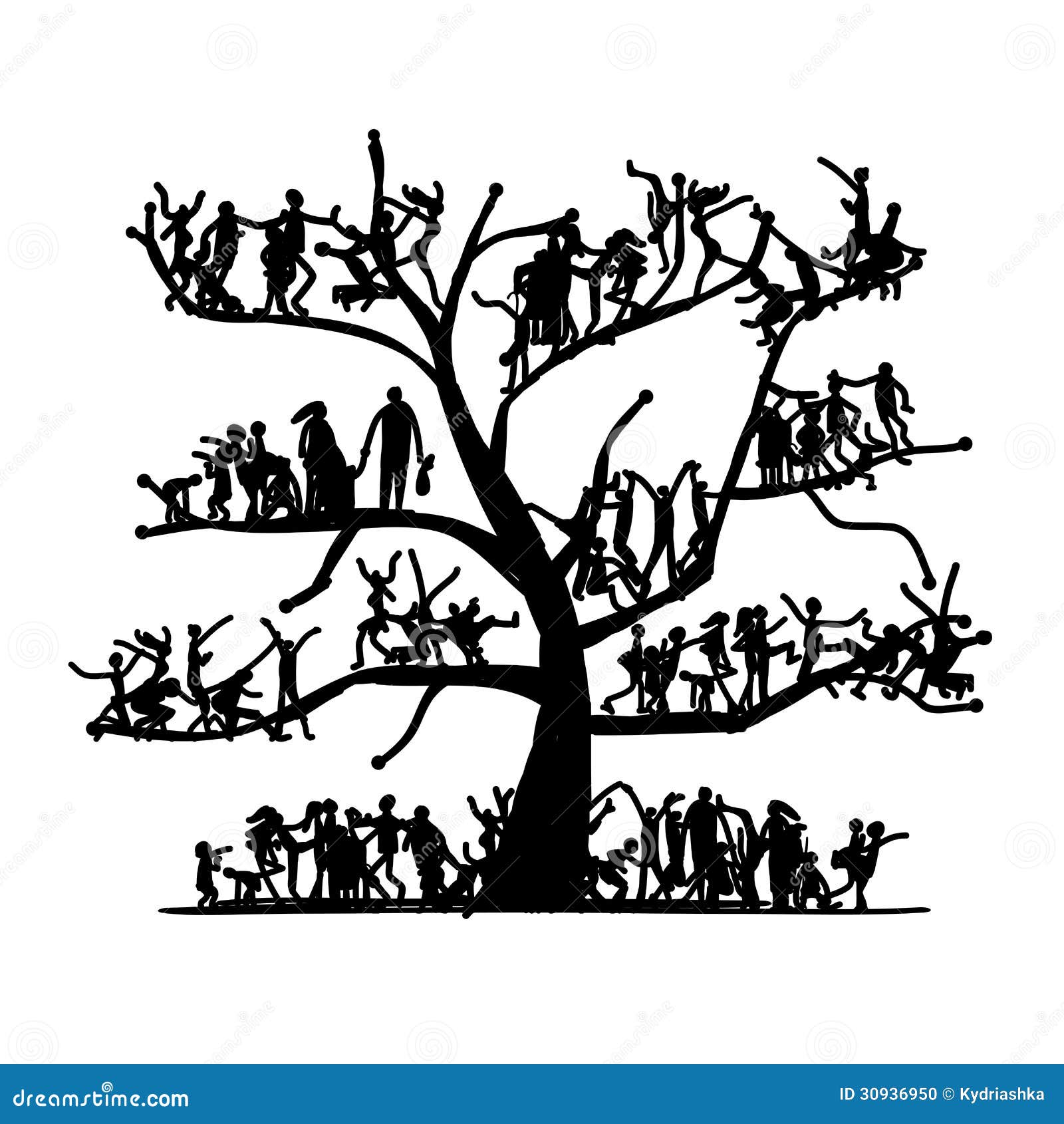Tree of People, Sketch for Your Design Stock Vector - Illustration of ...