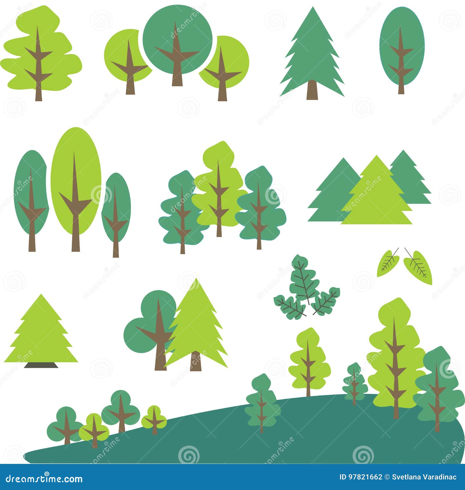 Tree and pine Clip Art stock vector. Illustration of drawn - 97821662
