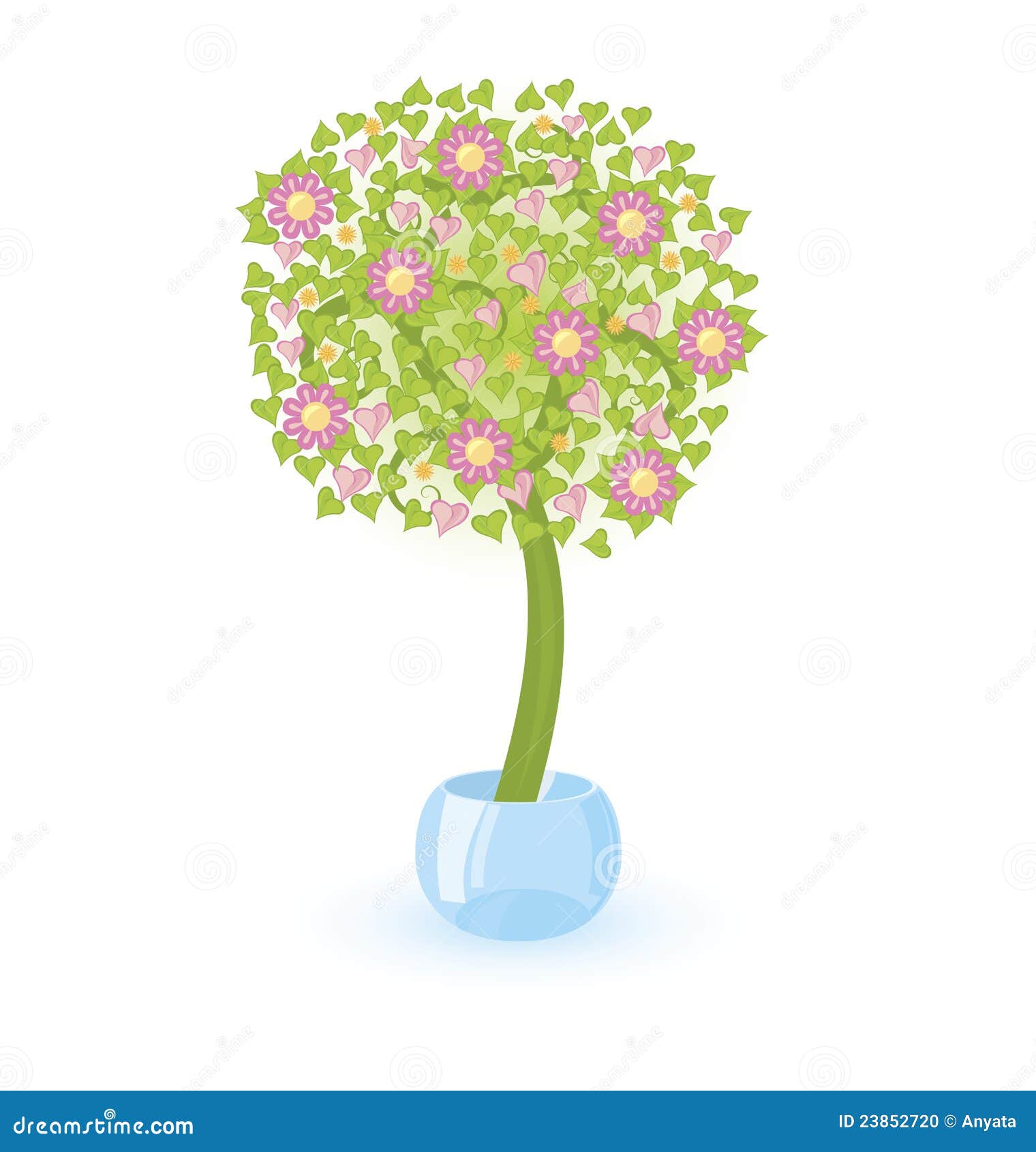 Tree with pink flowers stock vector. Illustration of cartoon - 23852720