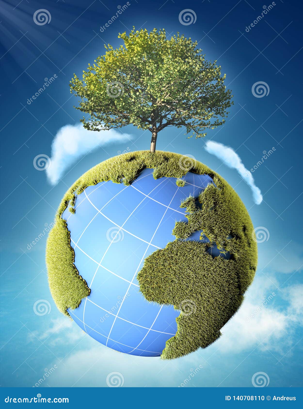 Tree on planet Earth stock illustration. Illustration of continent ...