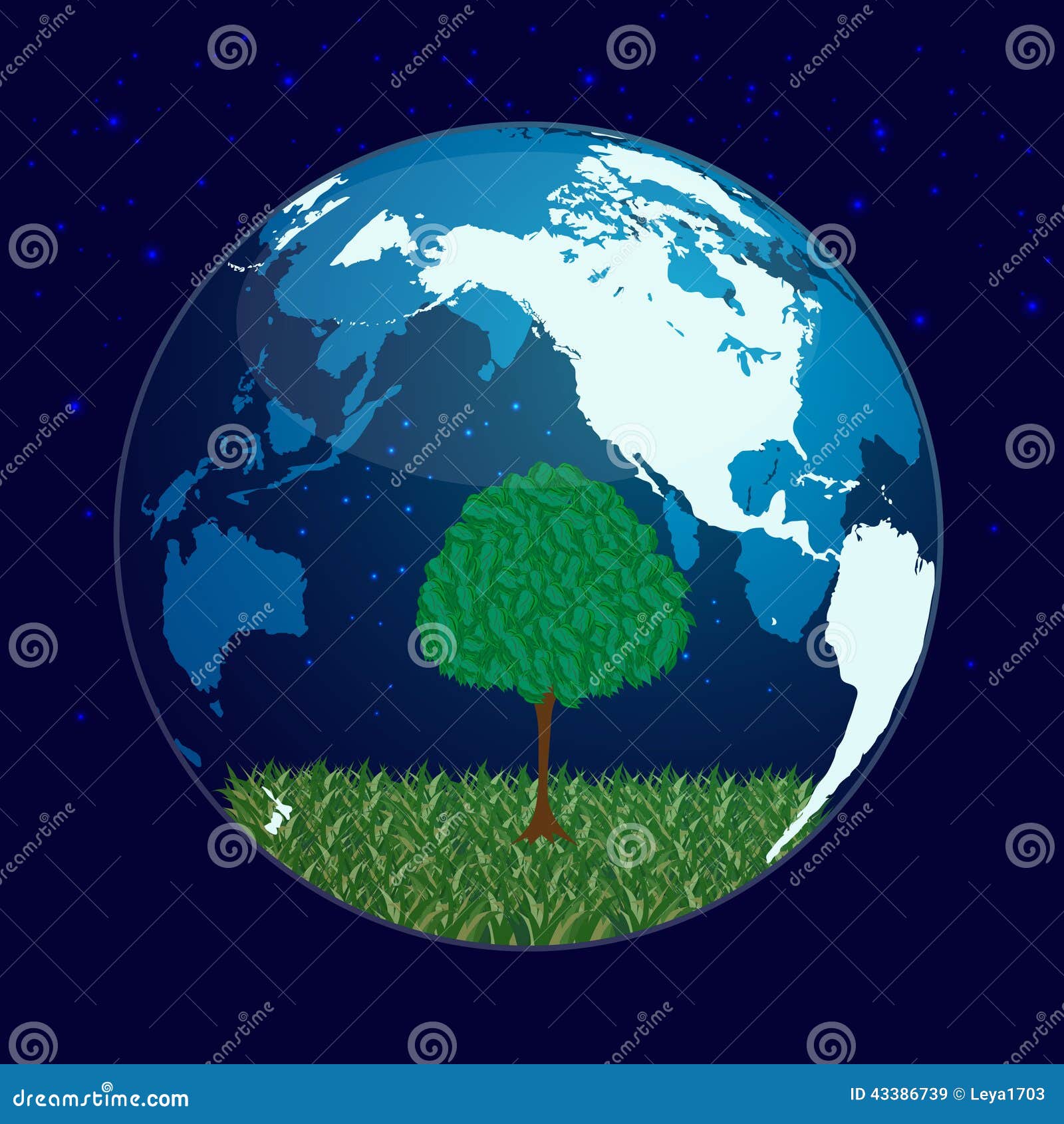 Tree and planet stock vector. Illustration of salvation - 43386739