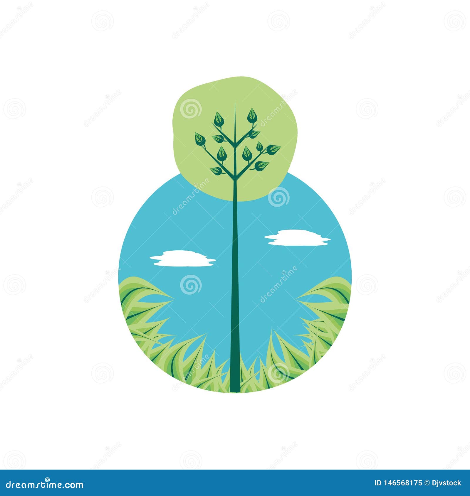 Tree Plant in Frame Circular Stock Illustration - Illustration of tree ...