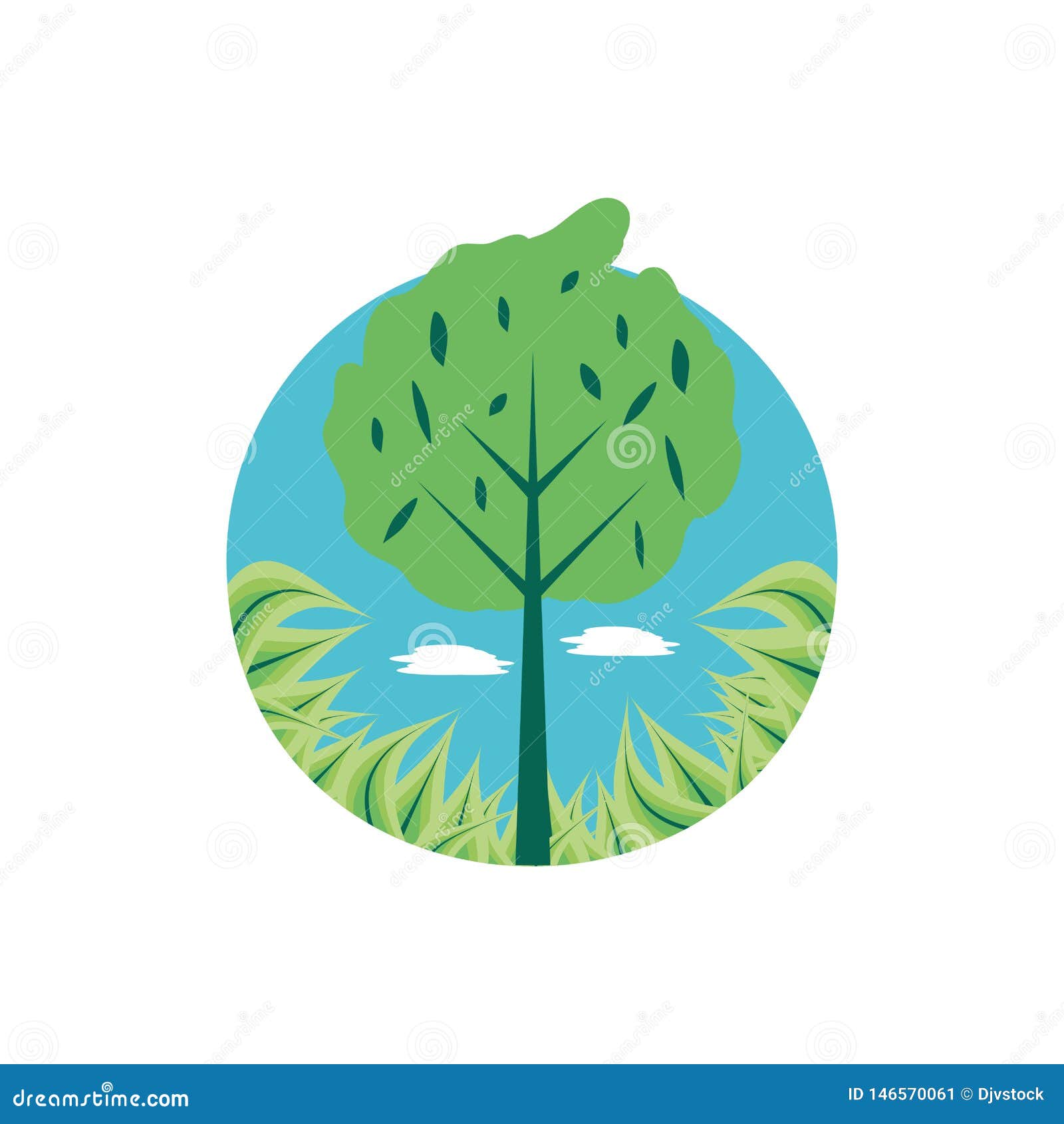 Tree Plant in Frame Circular Stock Illustration - Illustration of ...