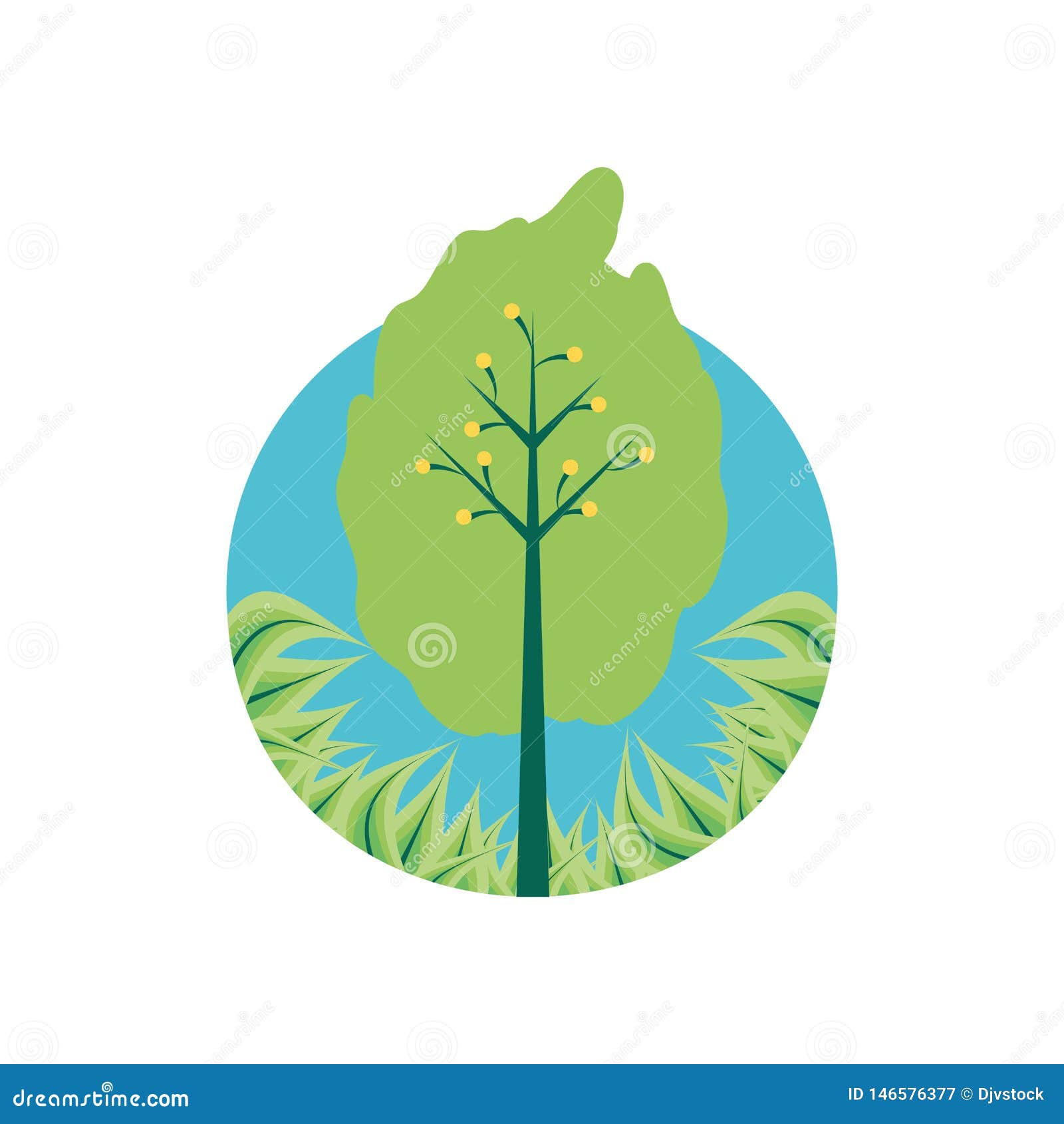 Tree Plant in Frame Circular Stock Illustration - Illustration of ...