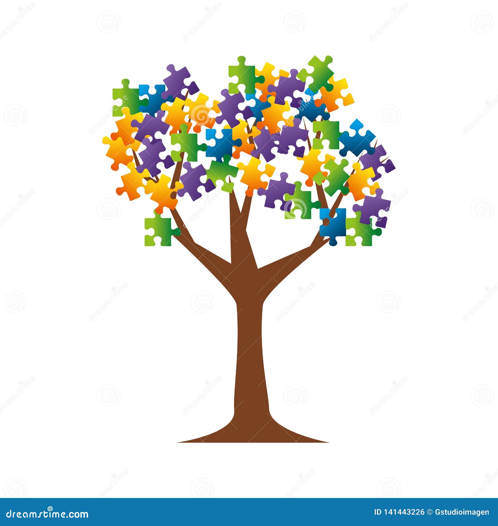 Tree Plant with Puzzle Attached Stock Vector - Illustration of forest ...
