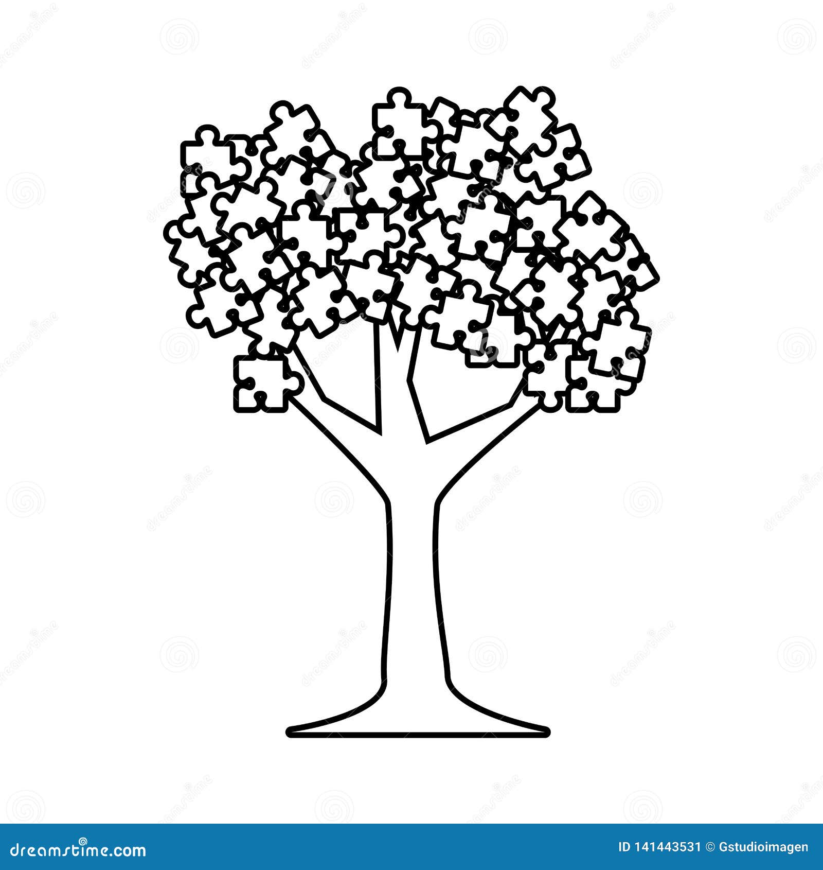 Tree Plant with Puzzle Attached Stock Vector - Illustration of ...