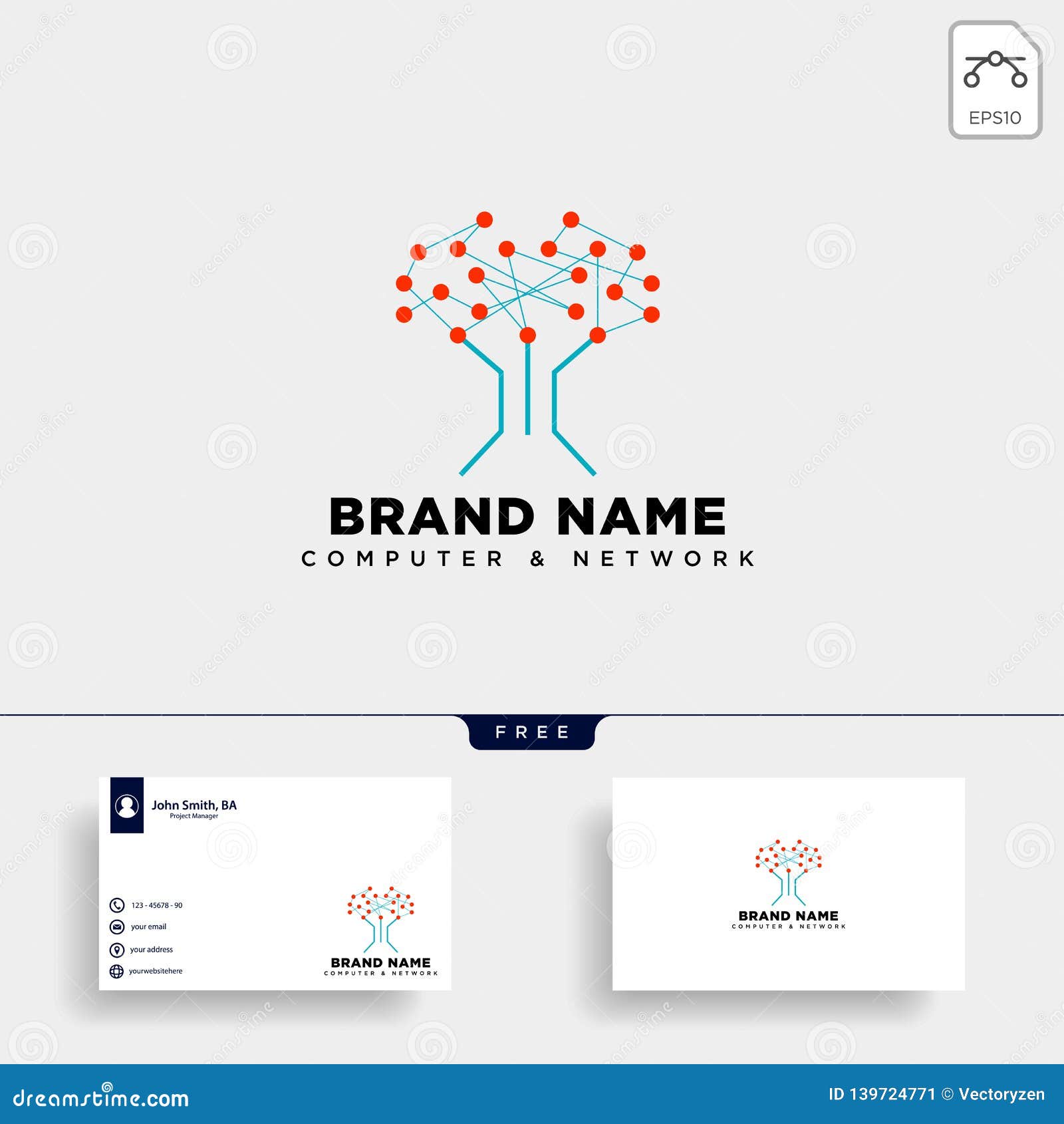 Tree or Plant Tech Logo Template Vector Illustration Icon Element Stock ...