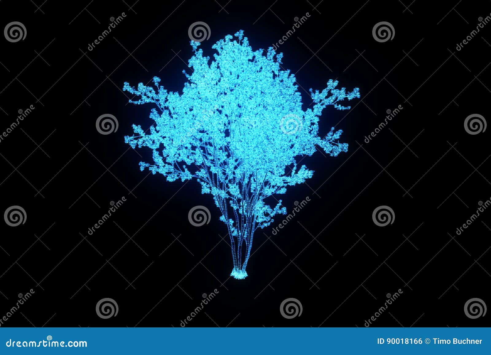 Tree Plant in Wireframe Hologram Style. Nice 3D Rendering Stock ...