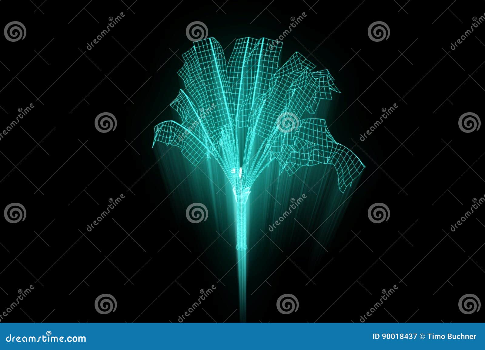 Tree Plant in Wireframe Hologram Style. Nice 3D Rendering Stock ...