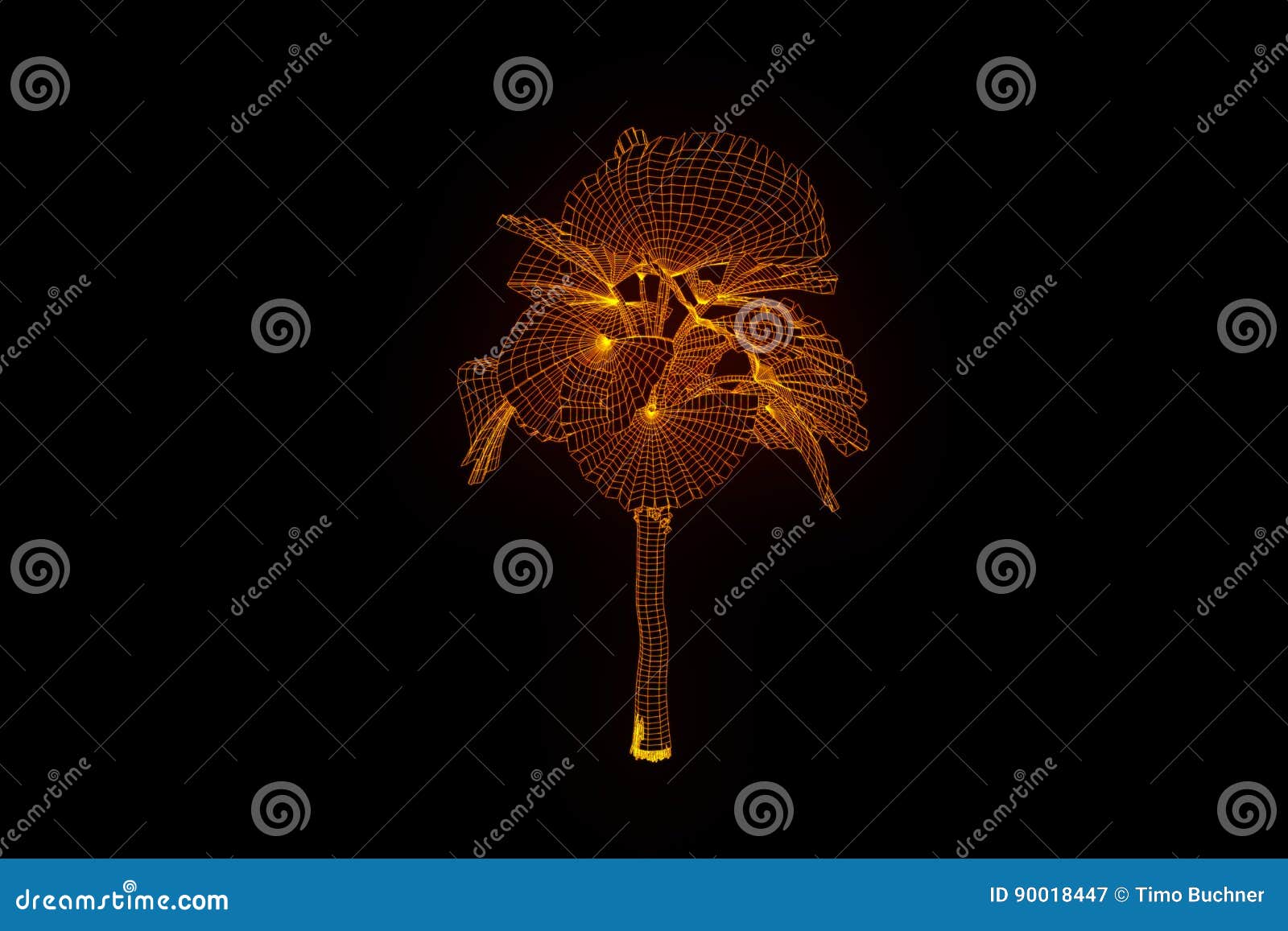 Tree Plant in Wireframe Hologram Style. Nice 3D Rendering Stock ...