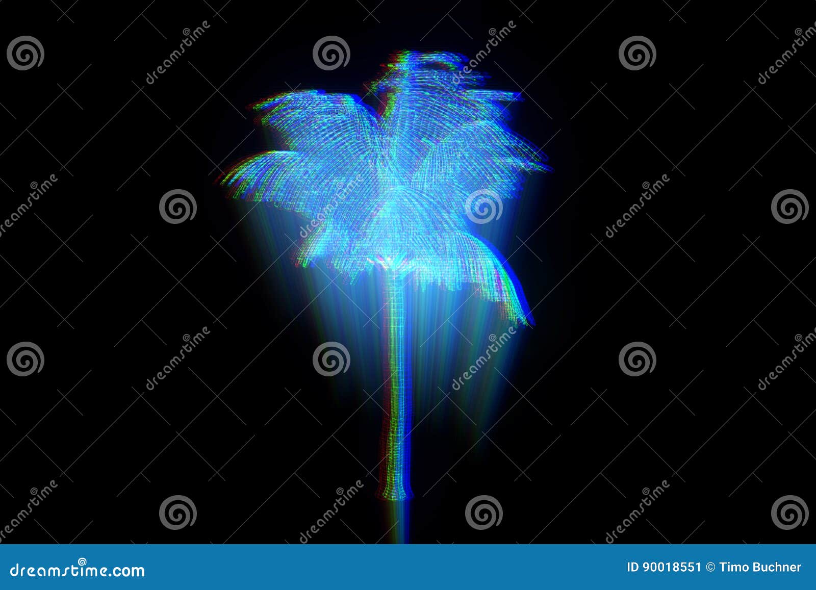 Tree Plant in Wireframe Hologram Style. Nice 3D Rendering Stock ...