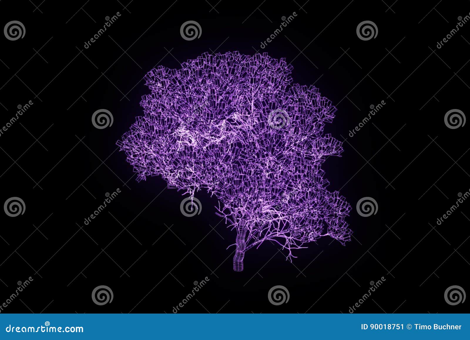 Tree Plant in Wireframe Hologram Style. Nice 3D Rendering Stock ...