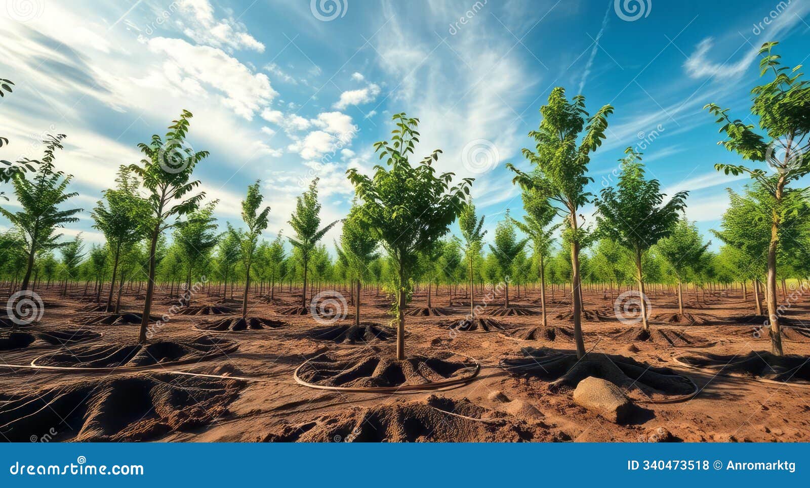 Aerial View of Extensive Reforestation Efforts Unfolding in a Vast ...