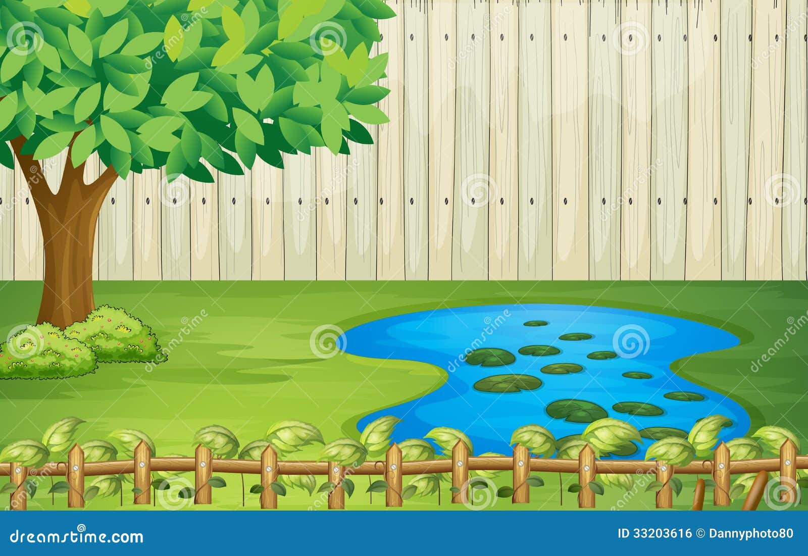 A Tree, a Pond and a Beautiful Landscape Stock Vector - Illustration of ...