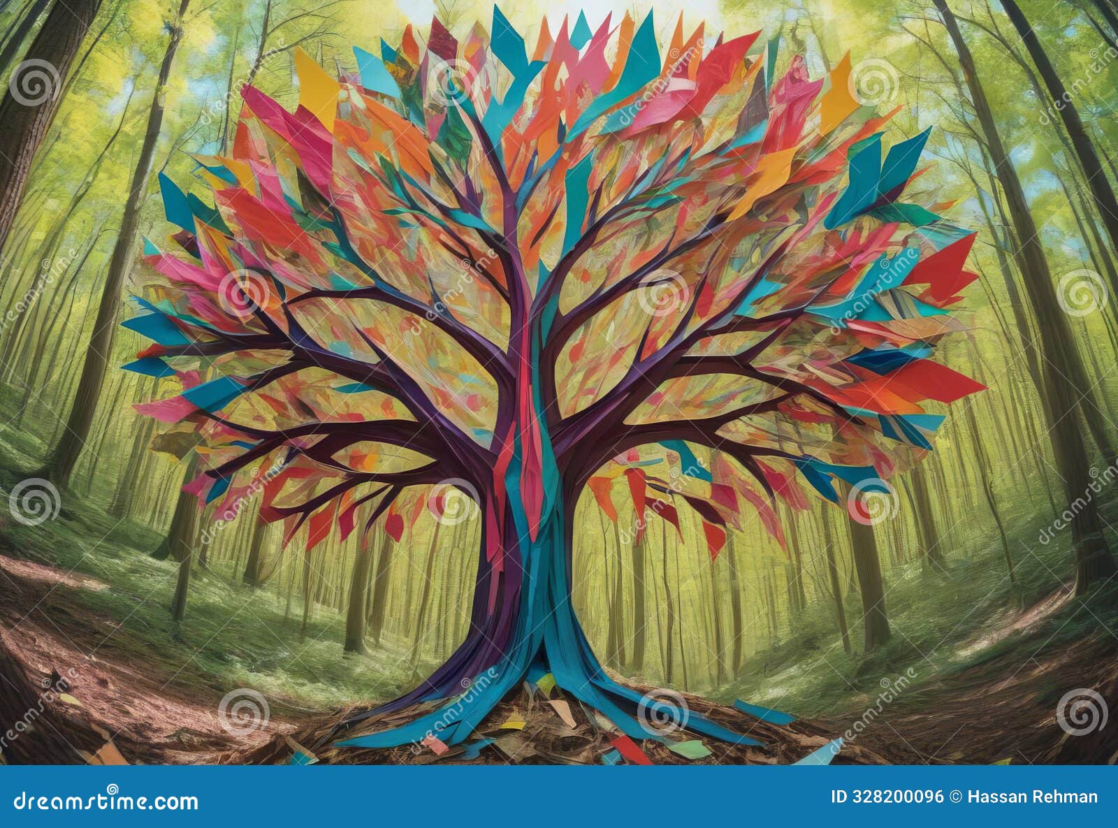 Tree, a Pop Art Concept, in the Style of Color Chroma, with Vibrant ...