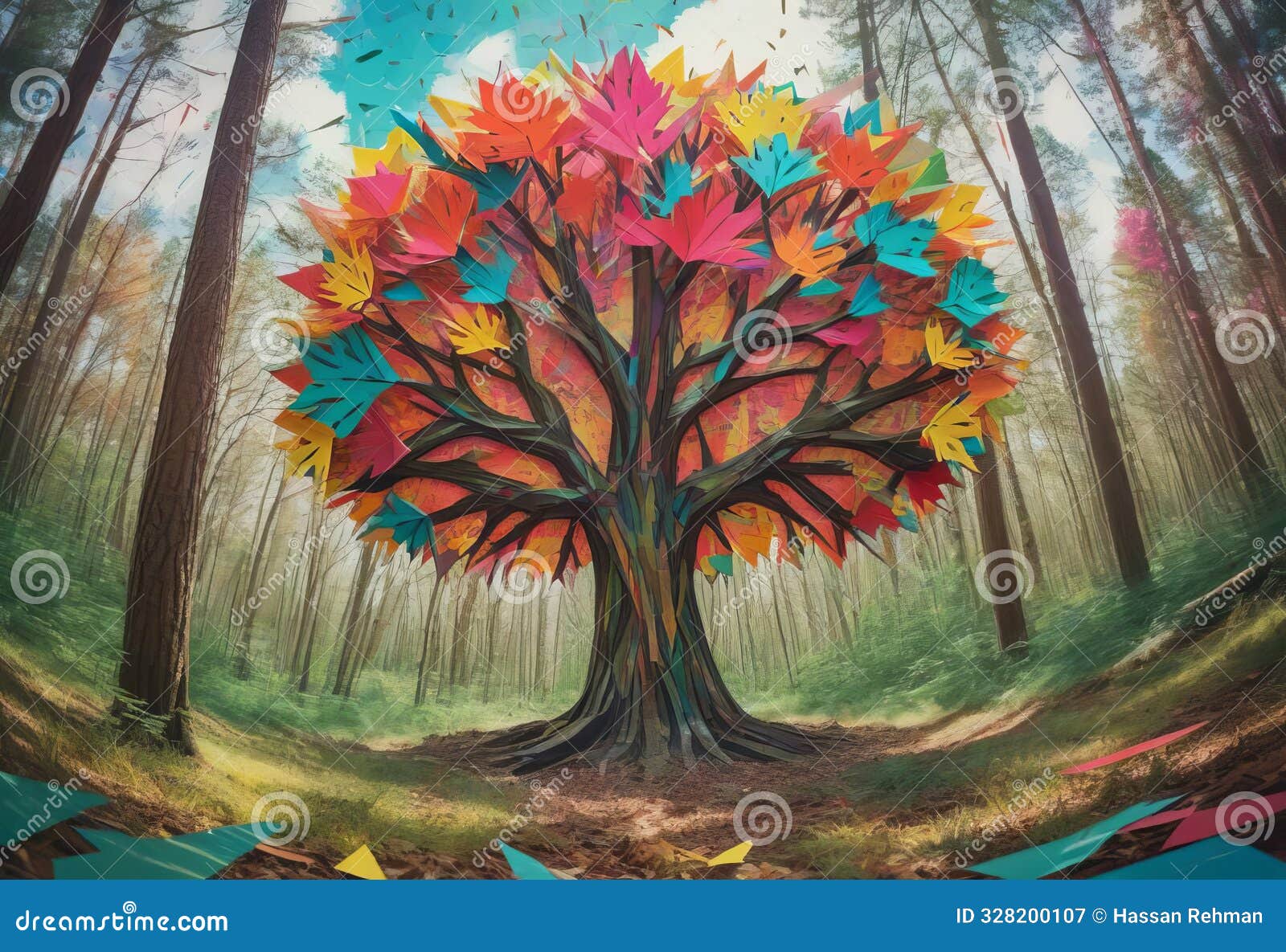 Tree, a Pop Art Concept, in the Style of Color Chroma, with Vibrant ...