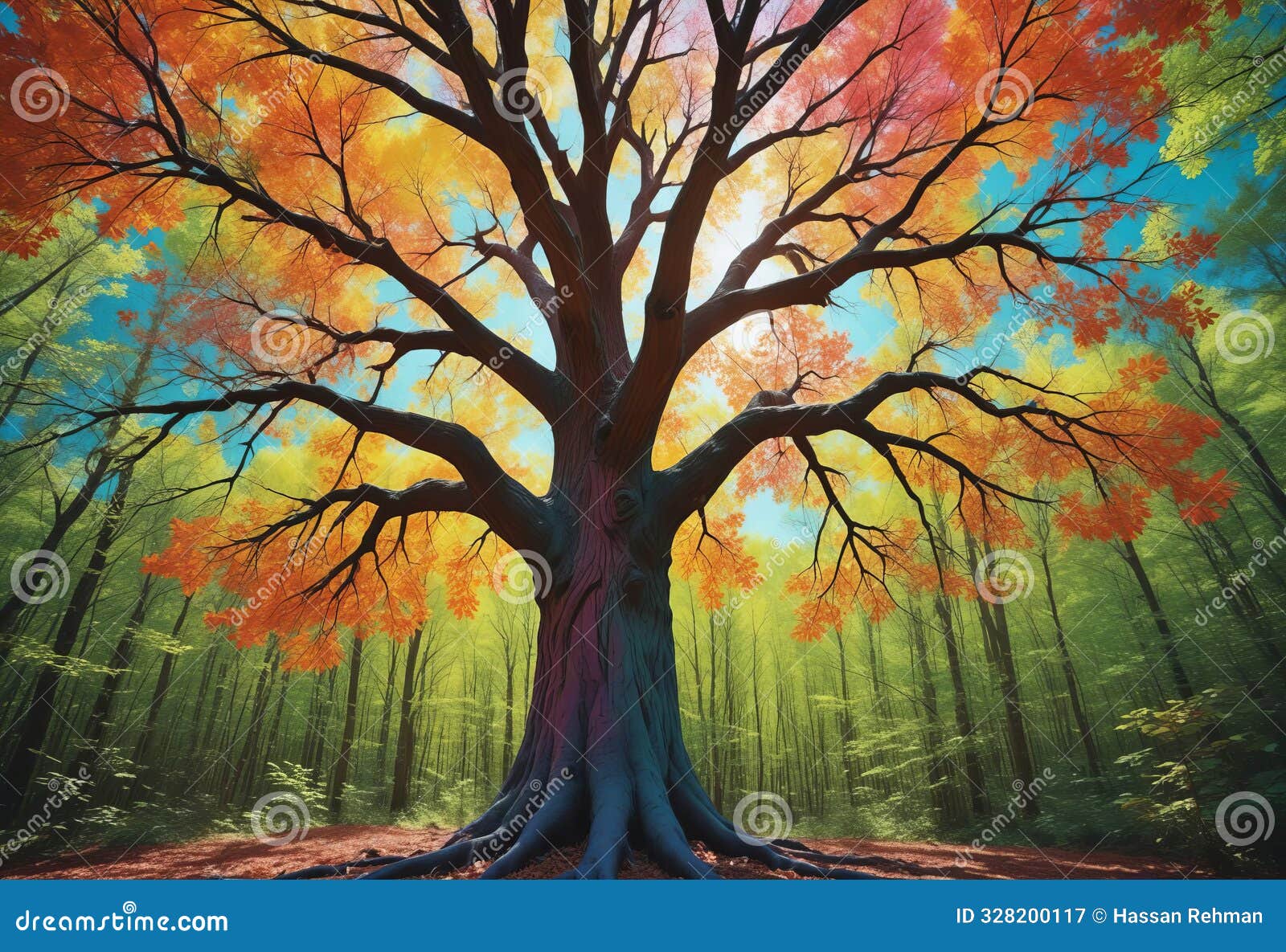 Tree, a Pop Art Concept, in the Style of Color Chroma, with Vibrant ...