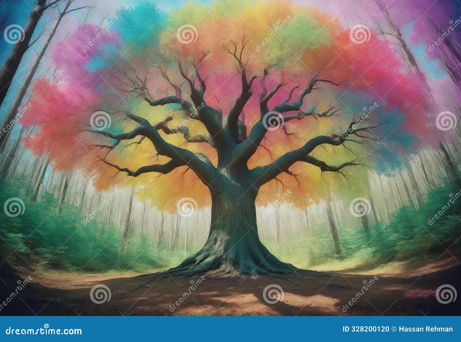 Tree, a Pop Art Concept, in the Style of Color Chroma, with Vibrant ...