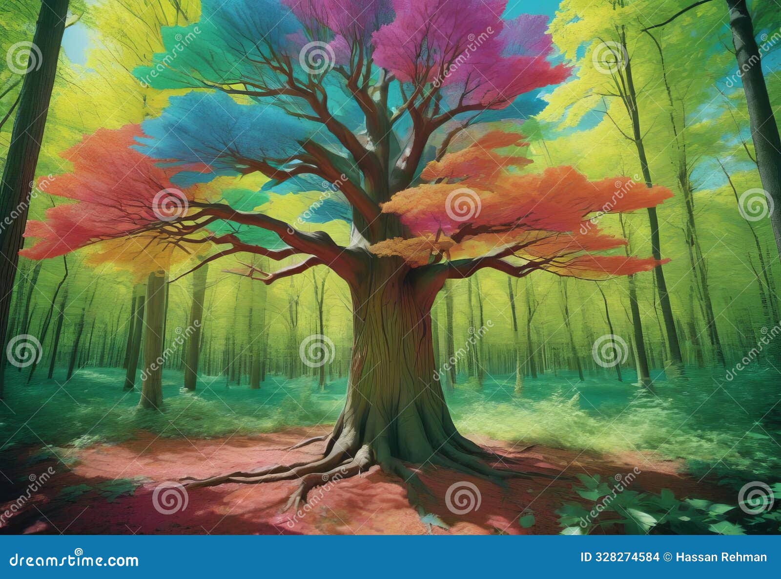 Tree, a Pop Art Concept, in the Style of Color Chroma, with Vibrant ...