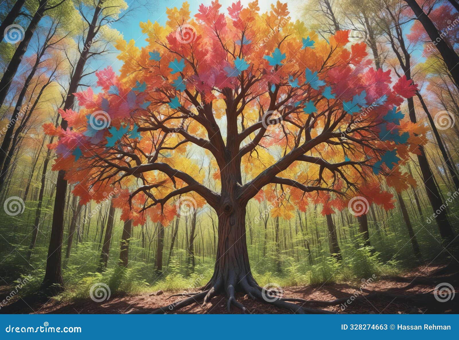 Tree, a Pop Art Concept, in the Style of Color Chroma, with Vibrant ...