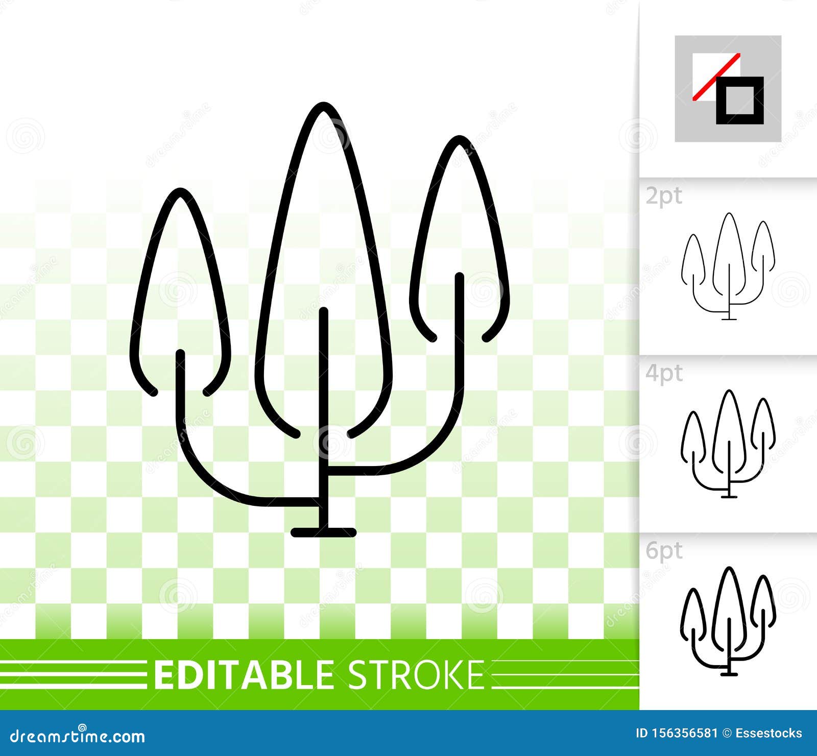 Tree Poplar Sapling Simple Black Line Vector Icon Stock Vector ...