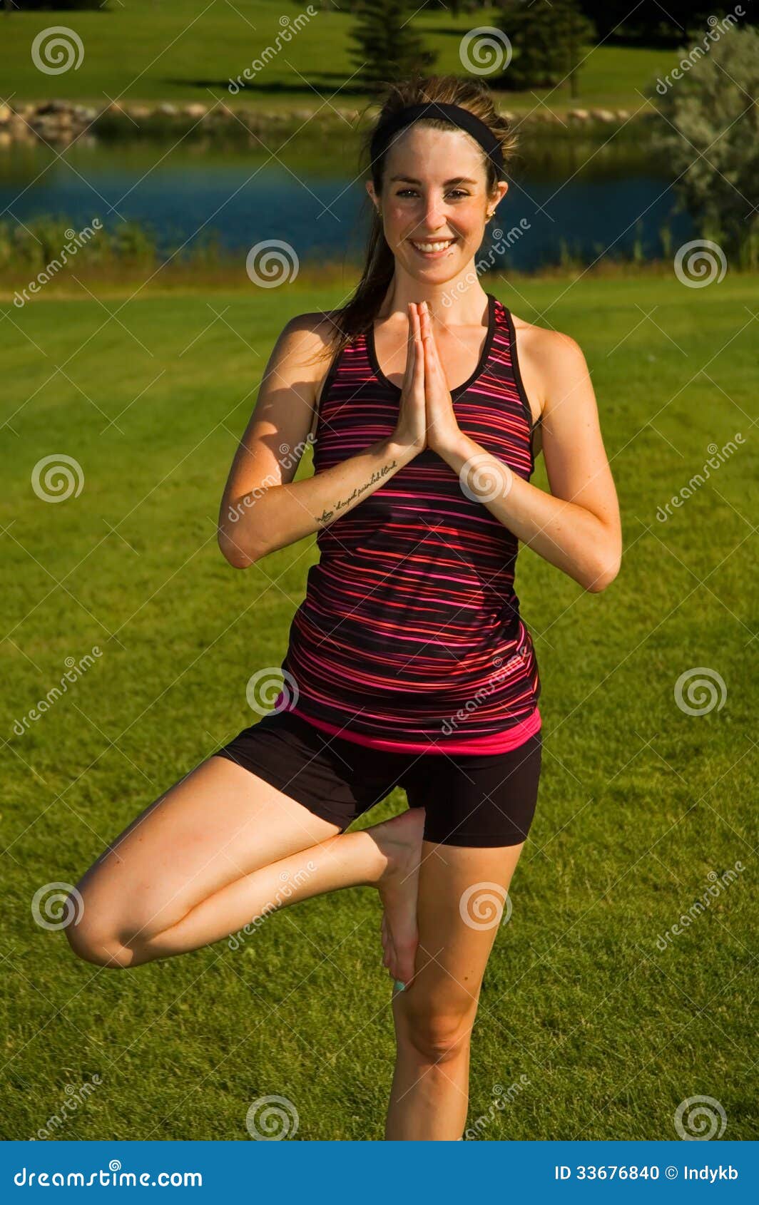 Tree Pose stock photo. Image of thin, tree, yoga, woman - 33676840