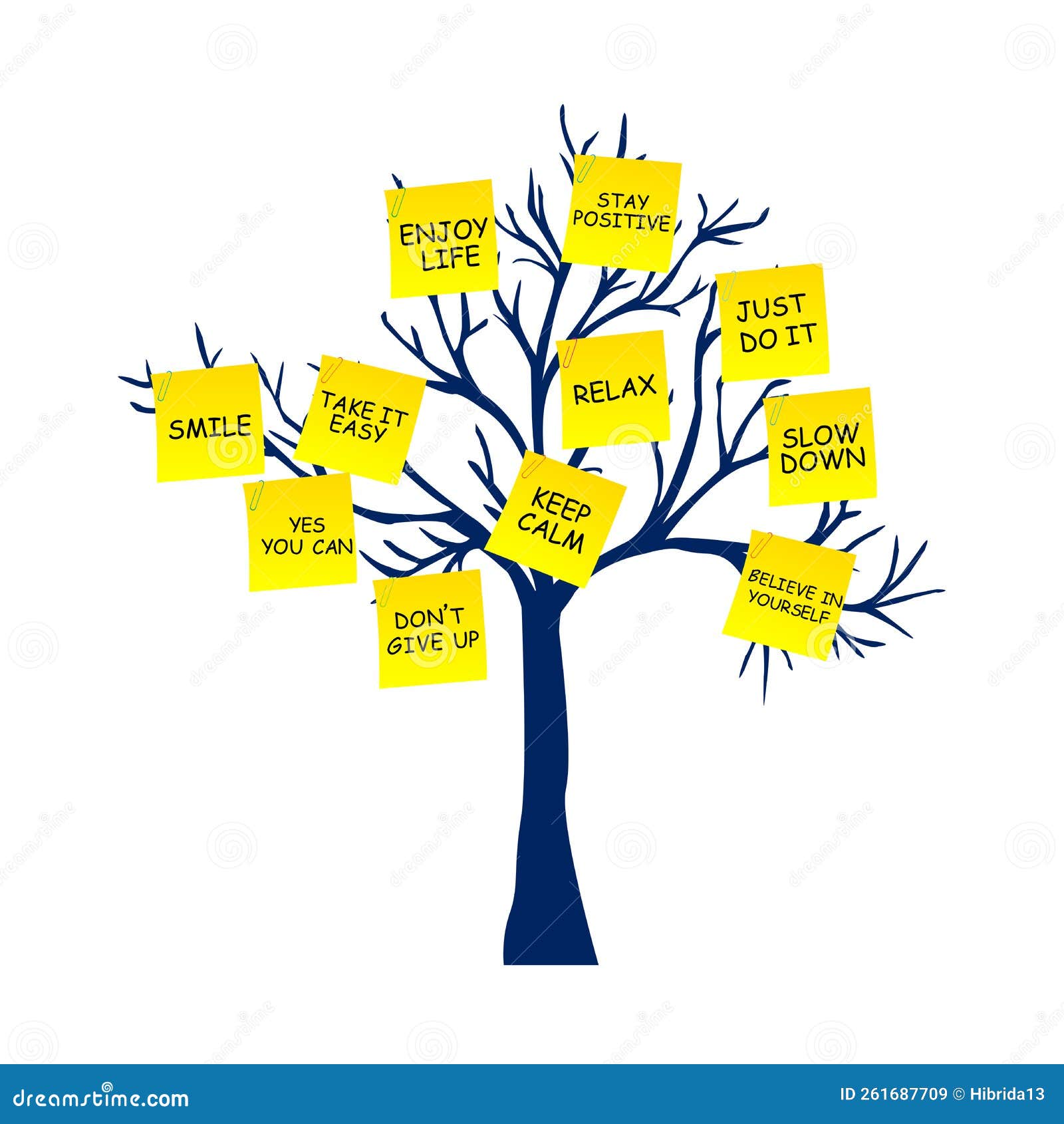 Tree with Positive Teachings Written on the Posts Stock Vector ...