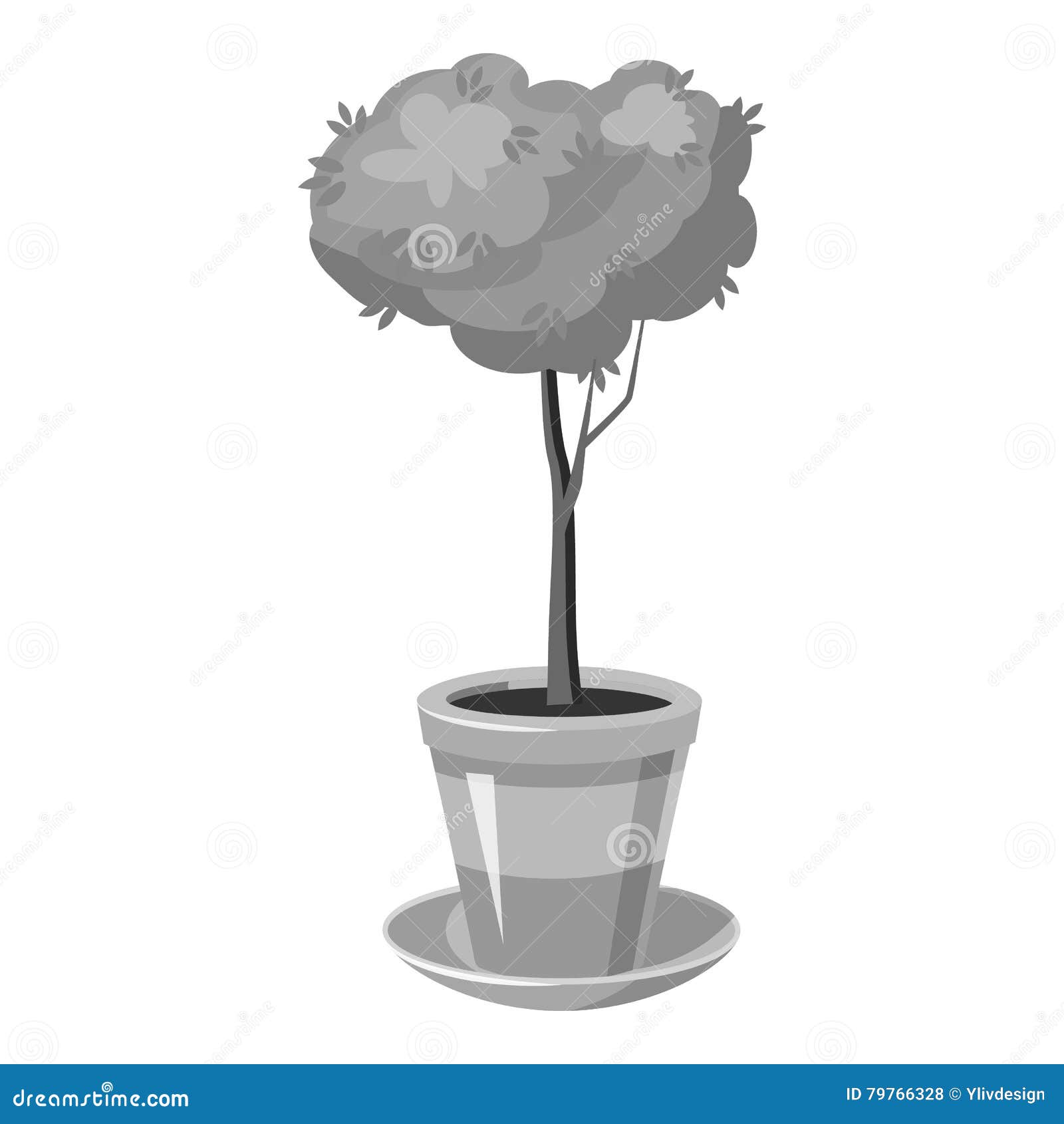 Tree in a Pot Icon, Gray Monochrome Style Stock Vector - Illustration ...