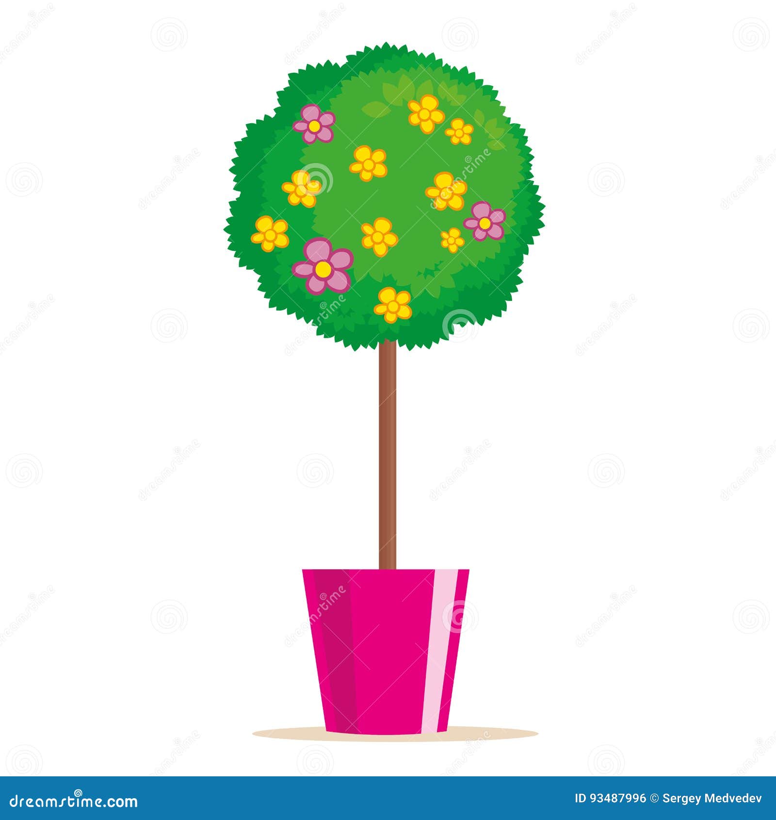 Tree in a Pot Isolated on White Background Stock Vector - Illustration ...