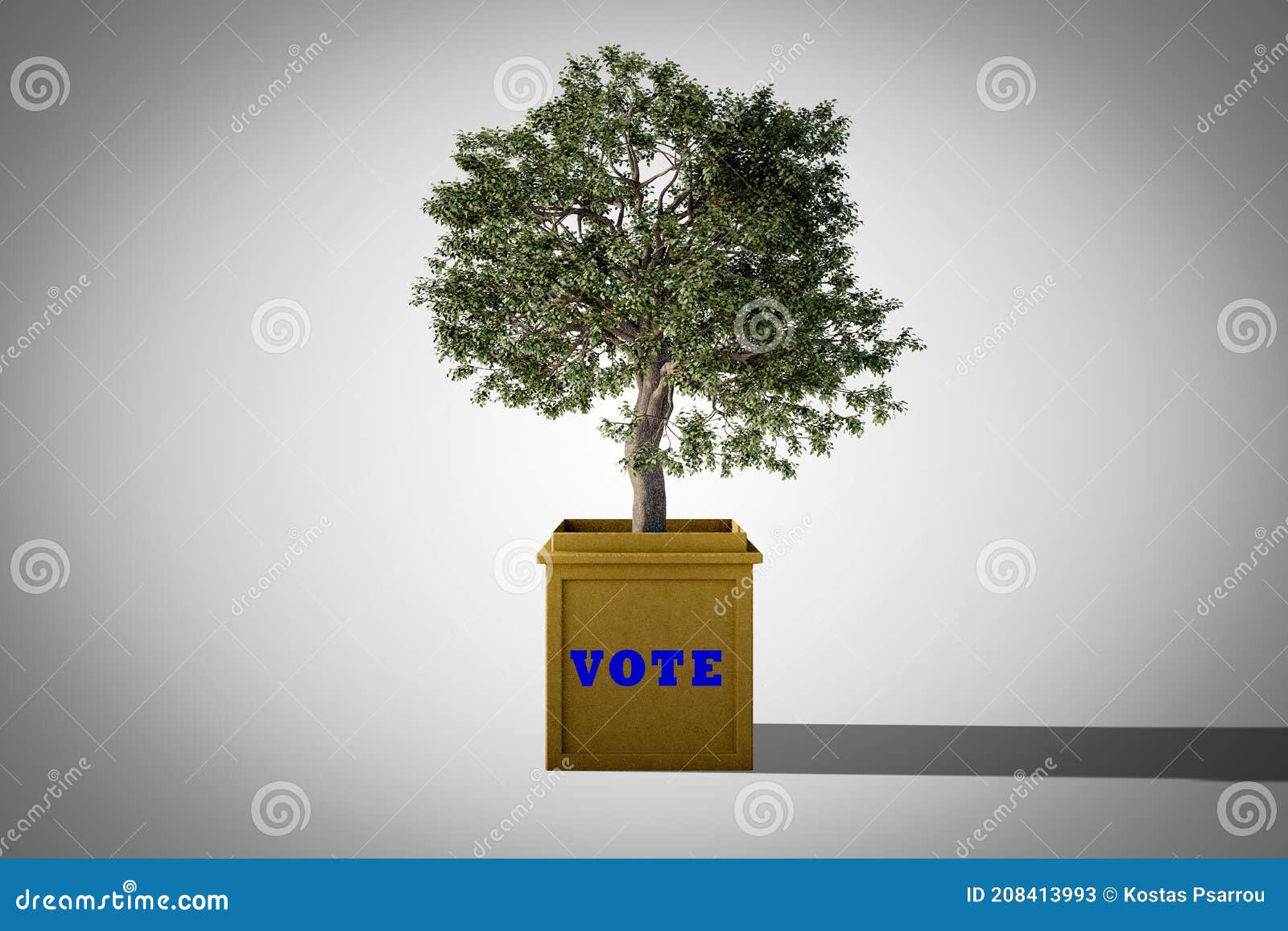 Voting Tree Surrounded By Saws And Cut Down Trees Demonstrating Voting ...