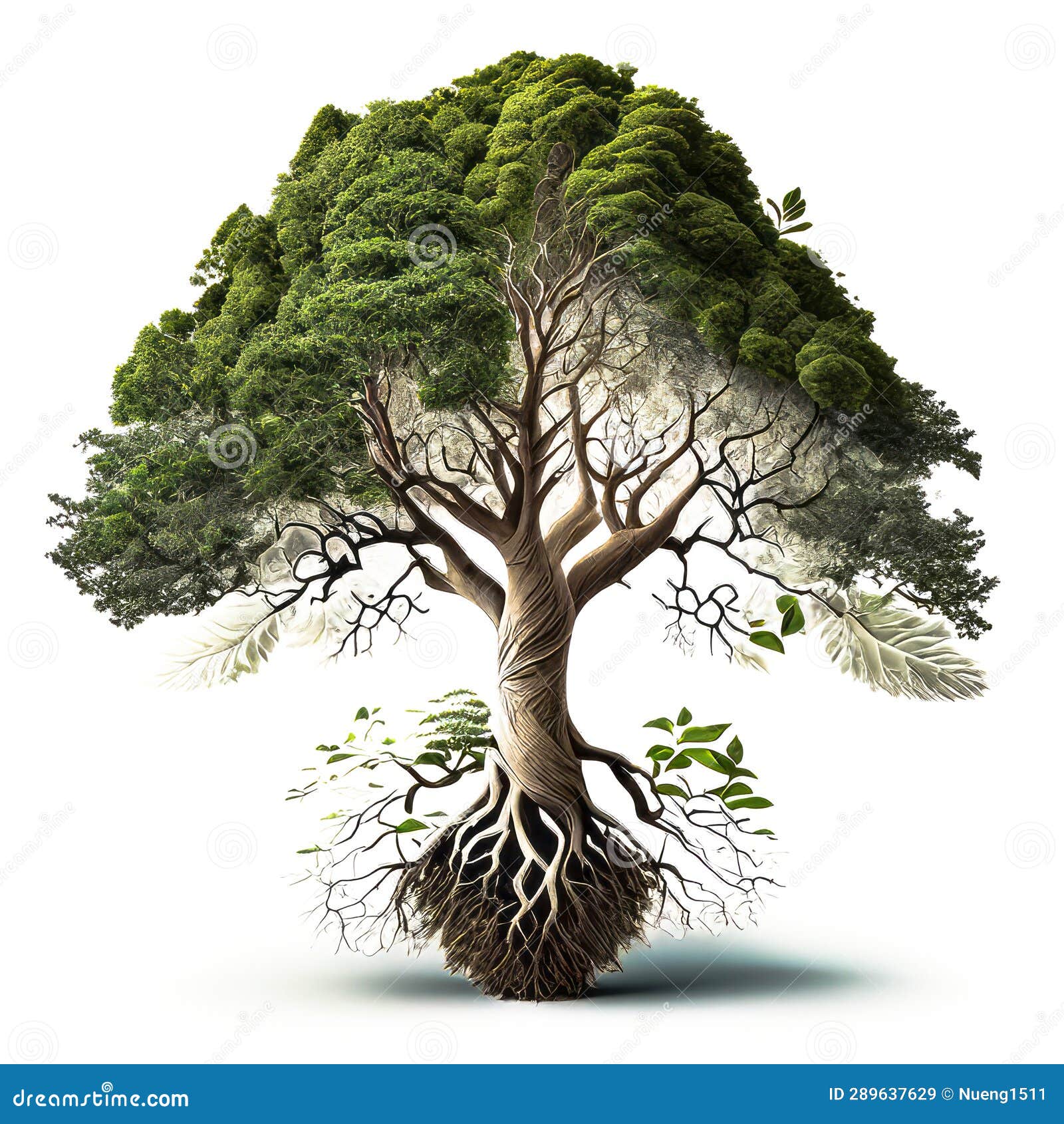 Tree Profile Showing the Roots Background Stock Image - Image of ...