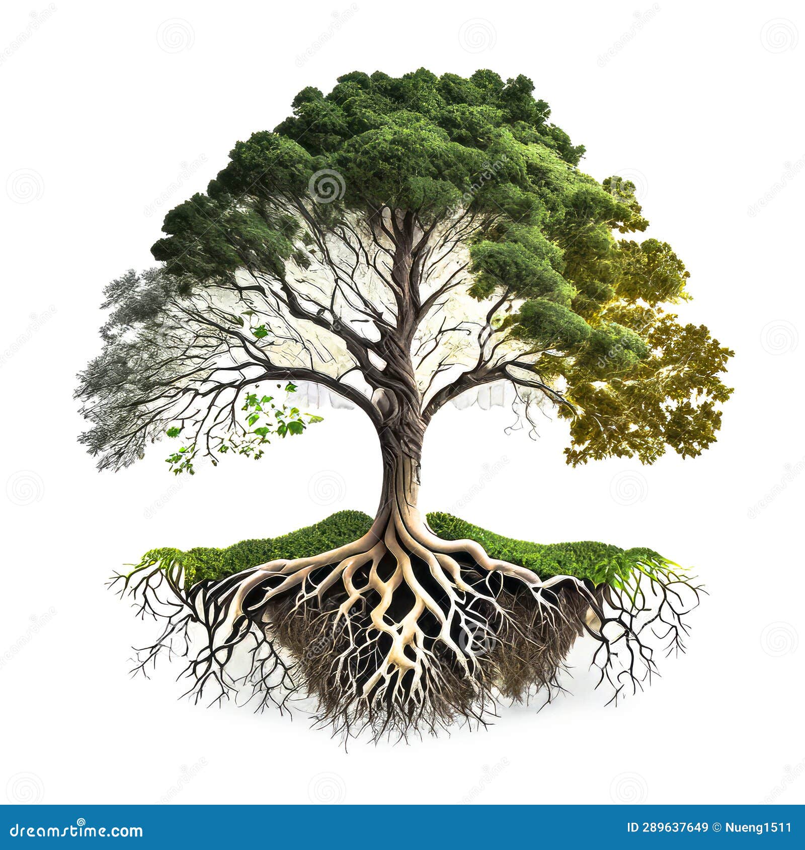 Tree Profile Showing the Roots Background Stock Image - Image of piece ...