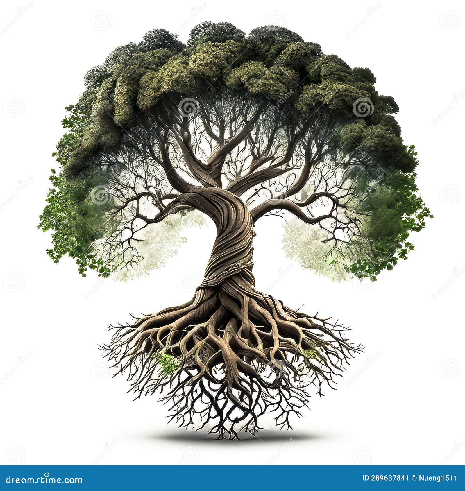 Tree Profile Showing the Roots Background Stock Illustration ...
