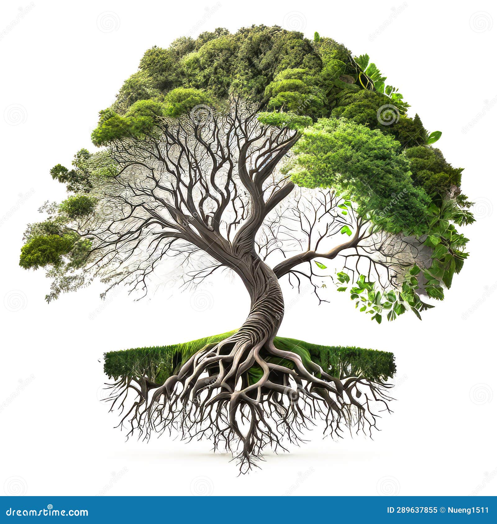 Tree Profile Showing the Roots Background Stock Illustration ...
