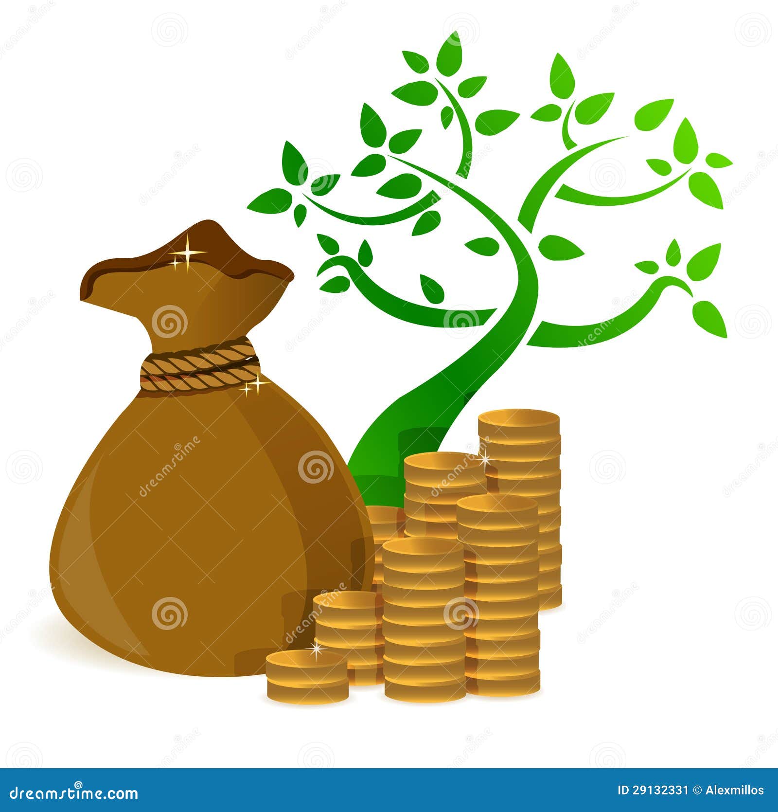 Tree Profits Growing and Gold Coins Stock Illustration - Illustration ...