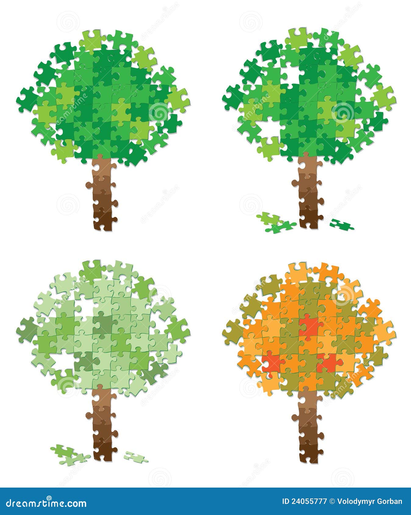 Tree puzzle set stock vector. Illustration of green, cartoon - 24055777